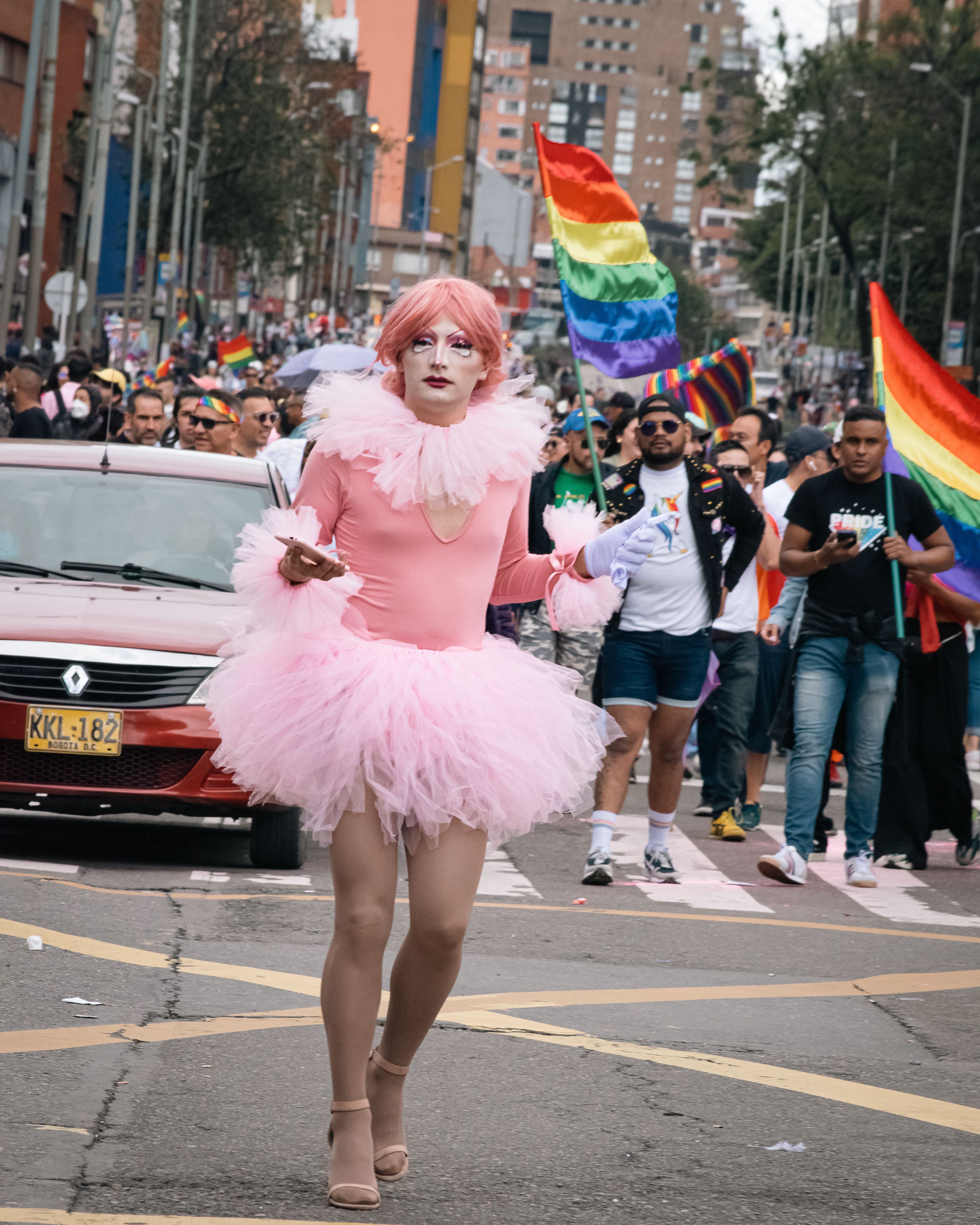 Person in a Pink Dress Walking in the Parade · Free Stock Photo