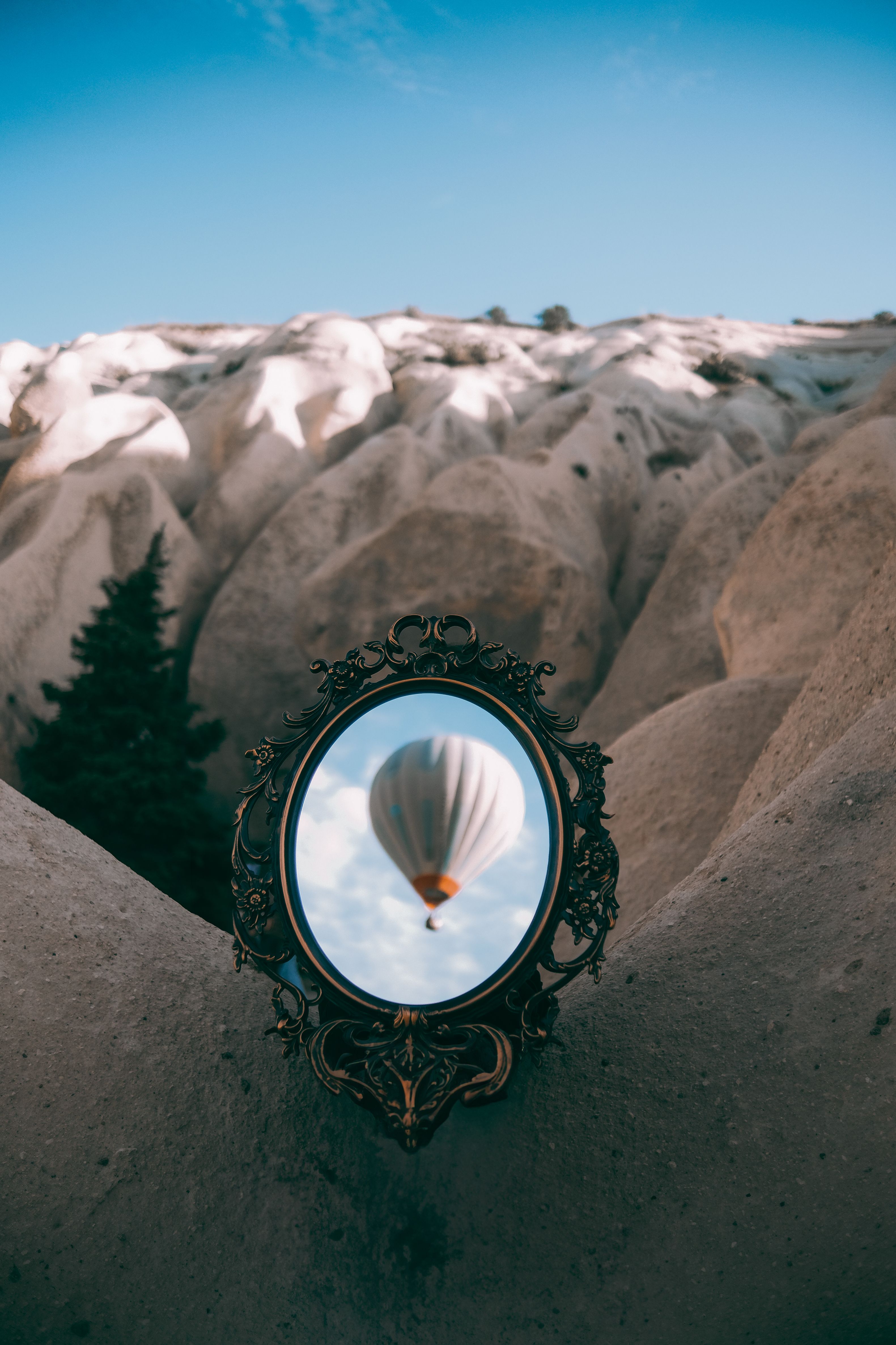 Hot Air Balloon in a Mirror · Free Stock Photo