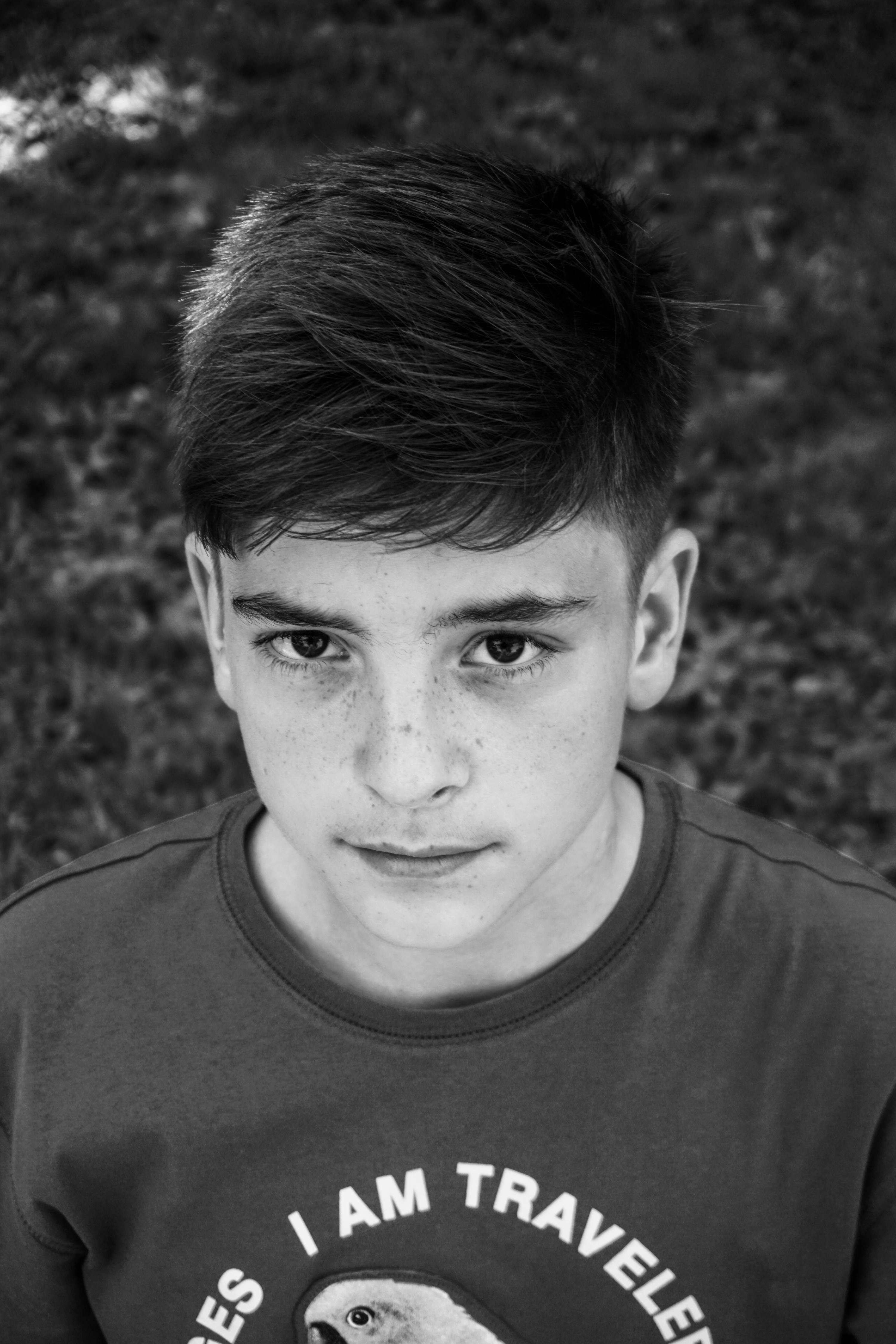 Black and White Portrait of a Boy · Free Stock Photo