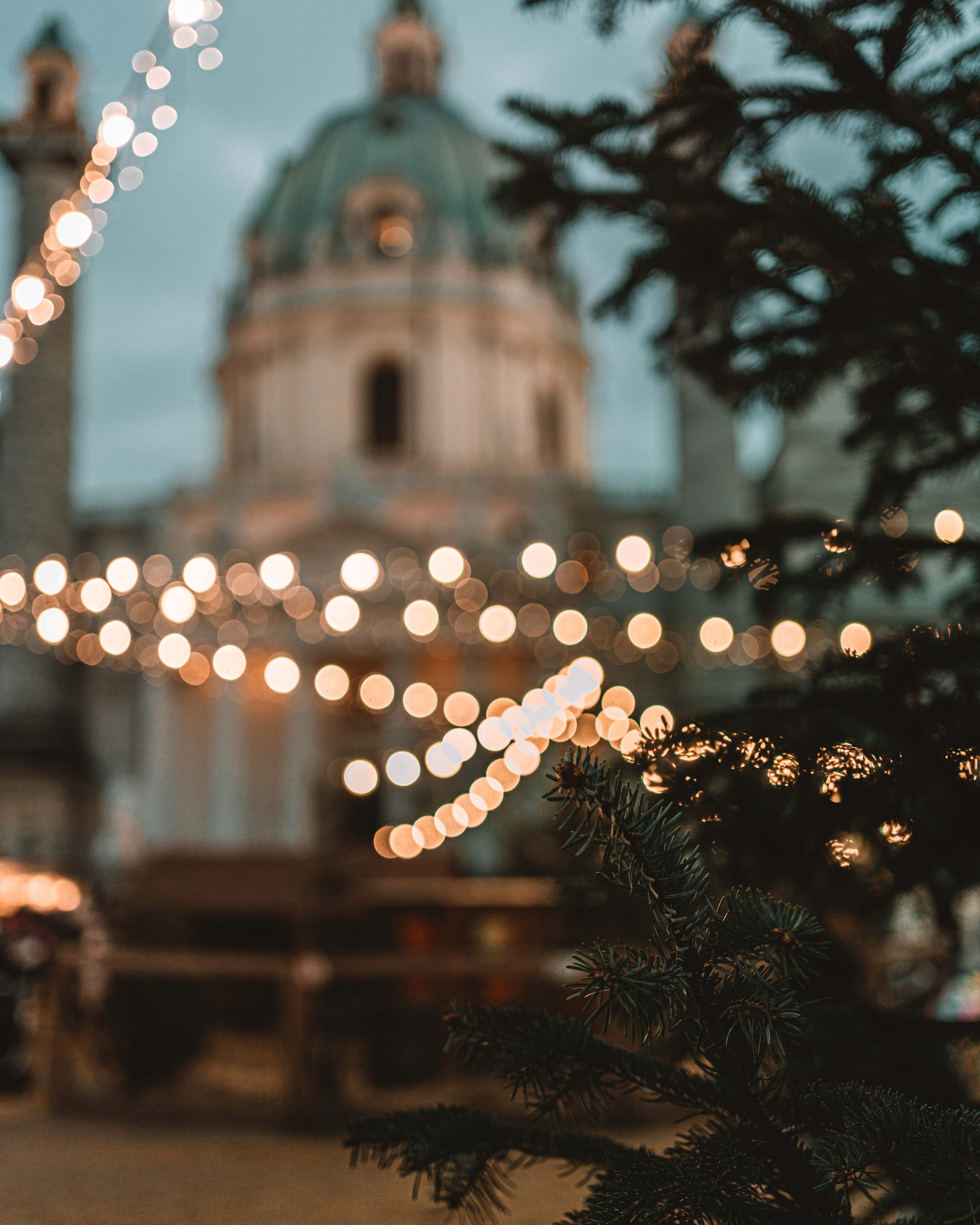 Close up of Lights with Building behind · Free Stock Photo