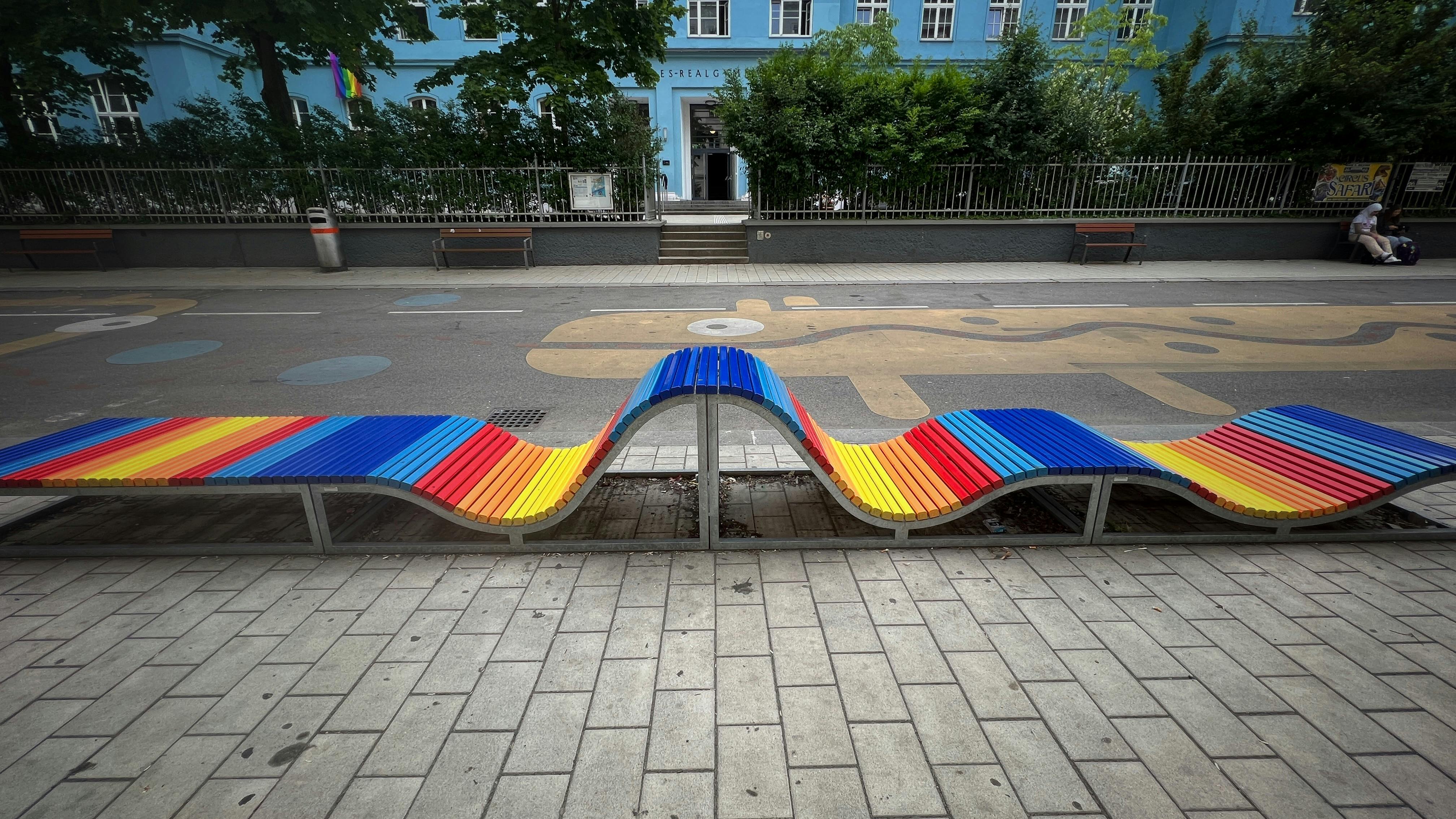 Detail of colorful design bench · Free Stock Photo