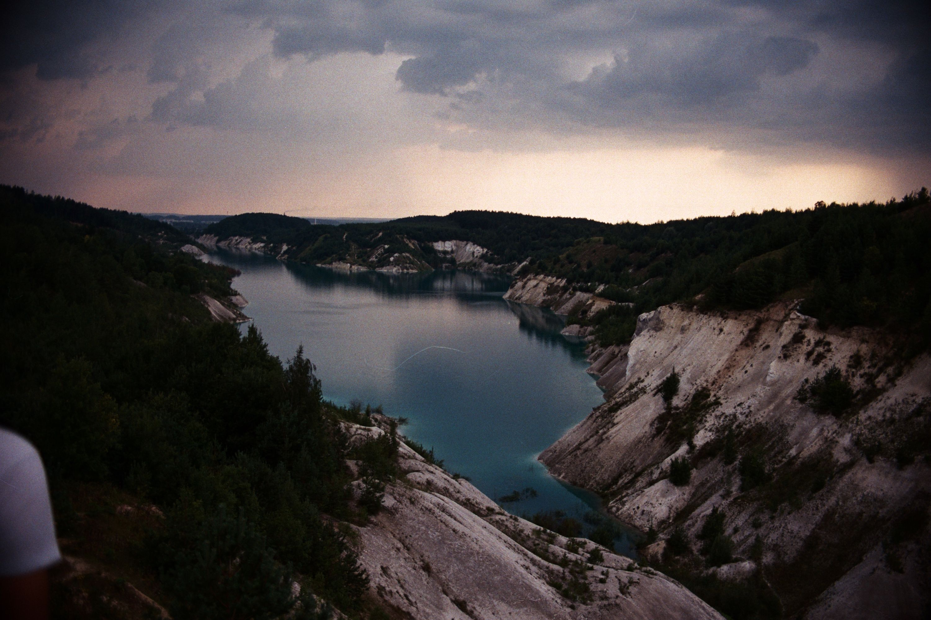 Aerial View of Lake in Chalk Pit · Free Stock Photo