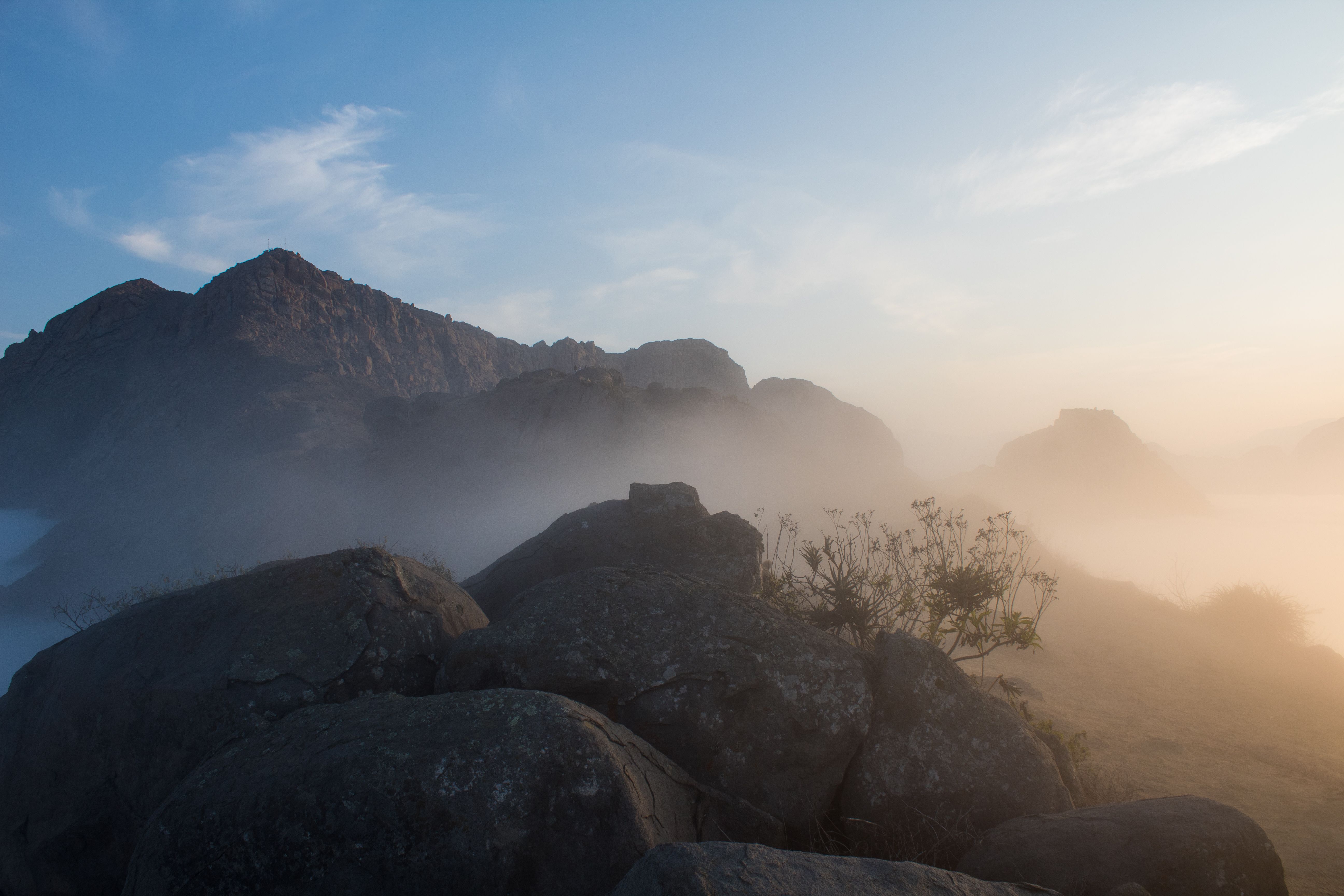 Clouds and Fog over View Point on Rock Formation · Free Stock Photo