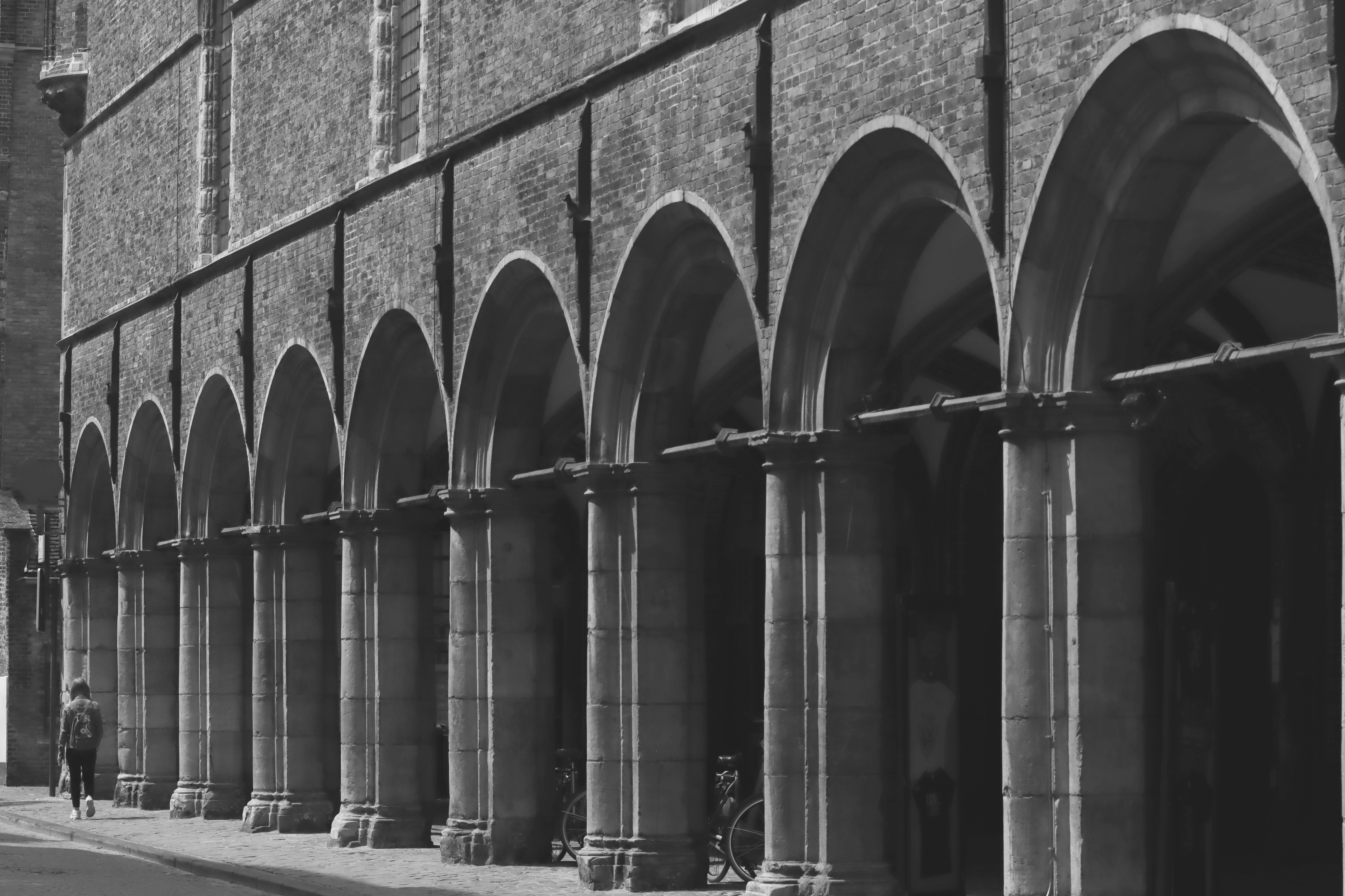 Building with Colonnade in Black and White · Free Stock Photo