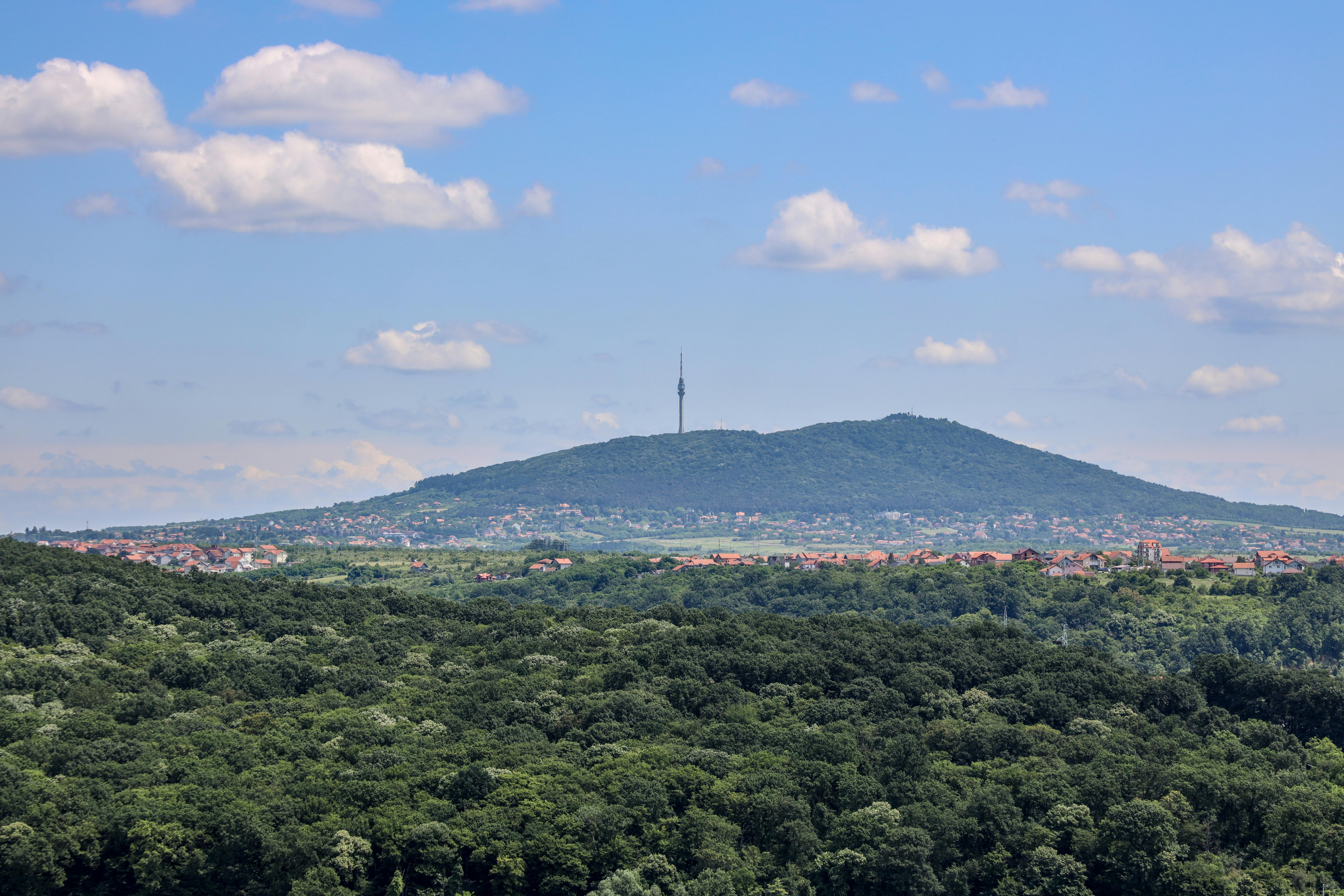 Aerial View of a Forest and the Avala Mountain in Belgrade, Serbia ...
