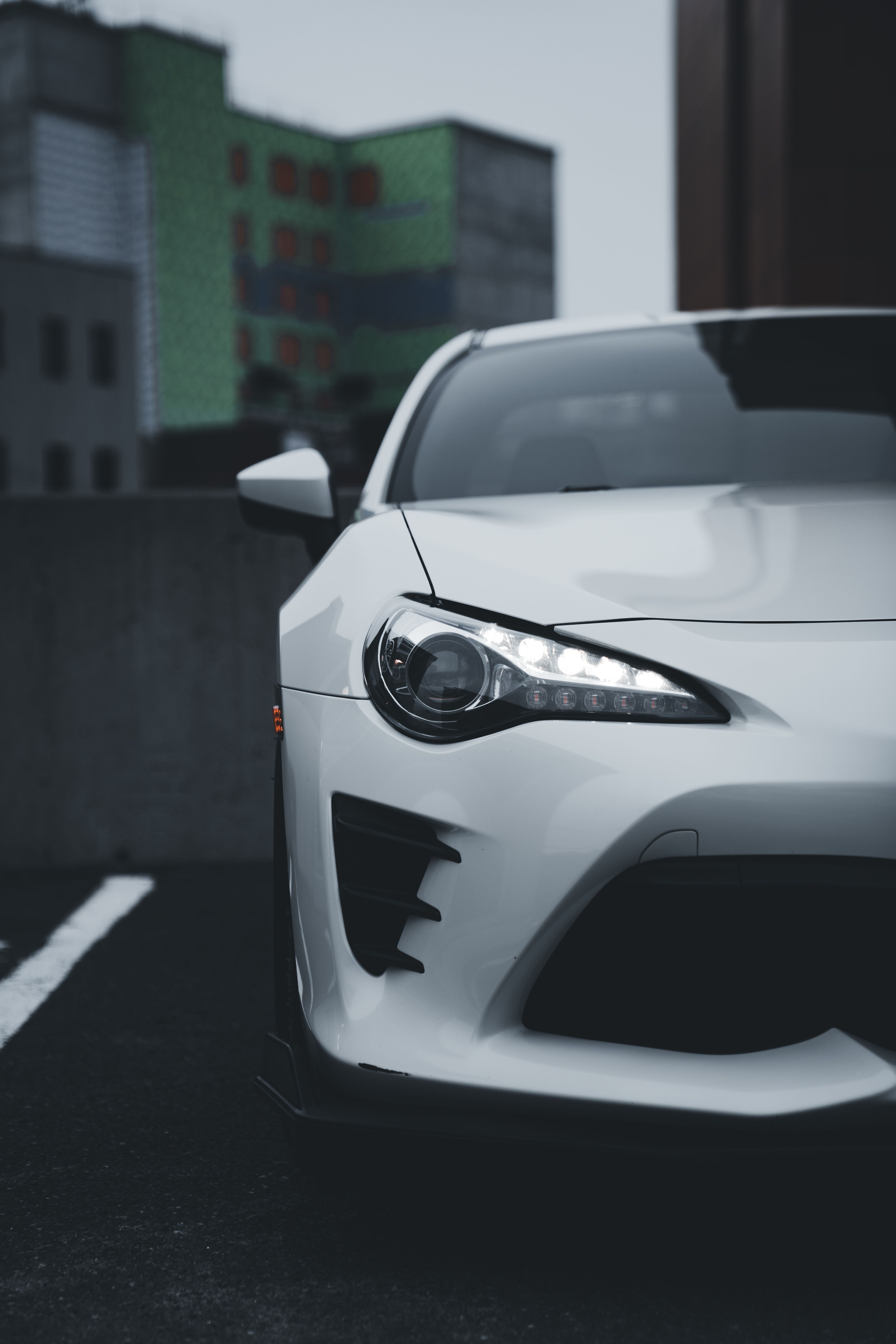 White Toyota GT86 on a Parking Lot at Night · Free Stock Photo