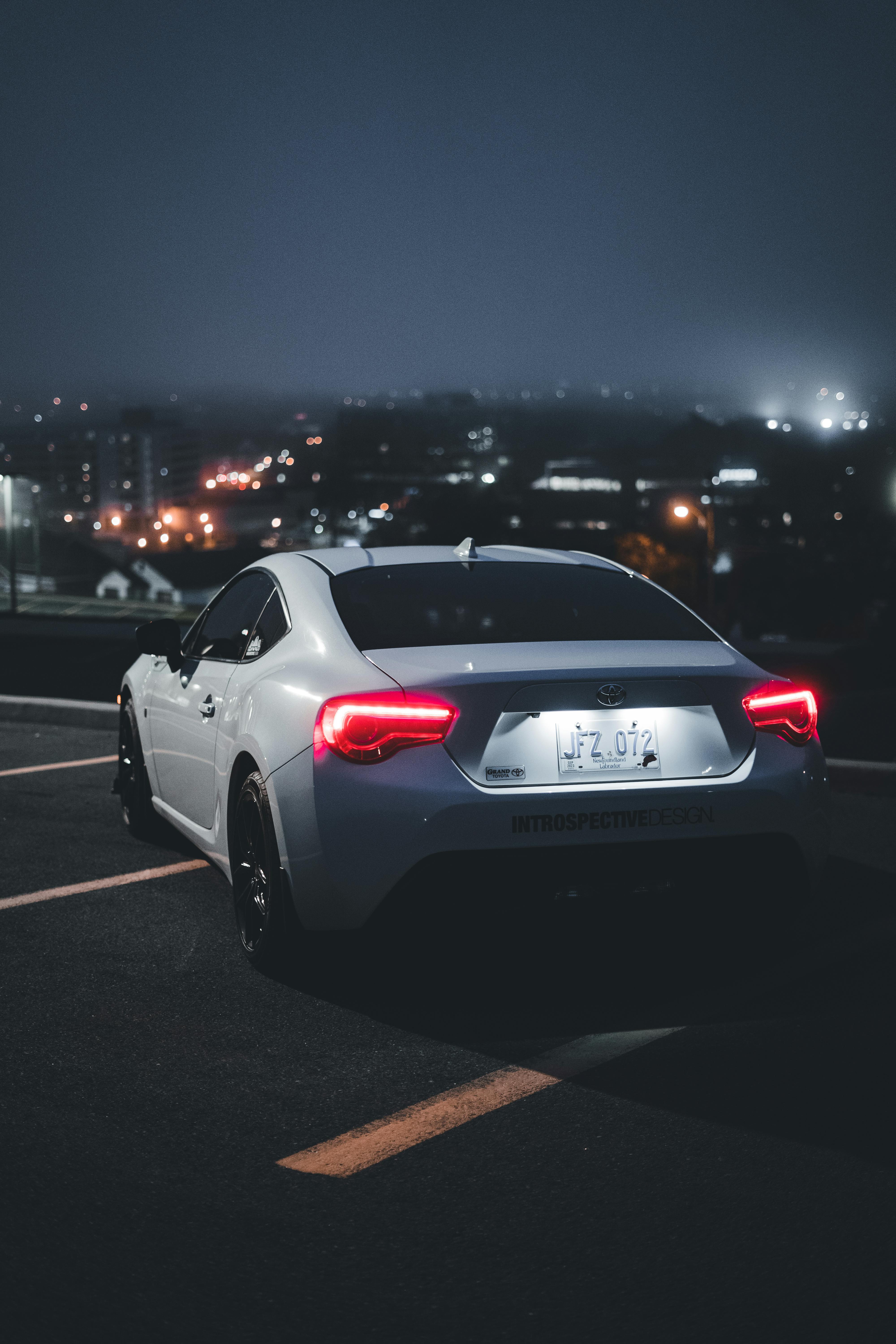 White Toyota GT86 on a Parking Lot at Night · Free Stock Photo