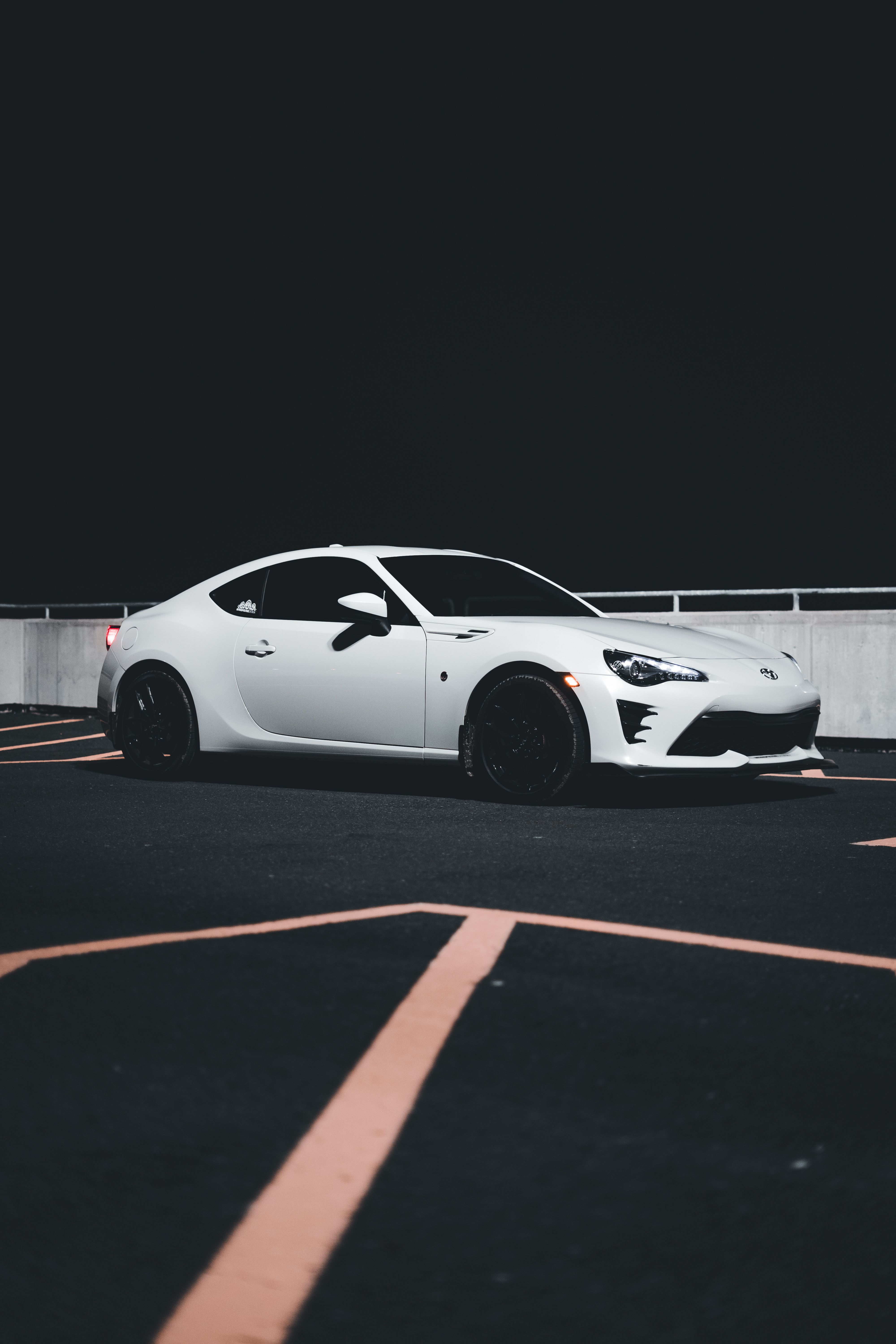 White Toyota GT86 on a Parking Lot at Night · Free Stock Photo