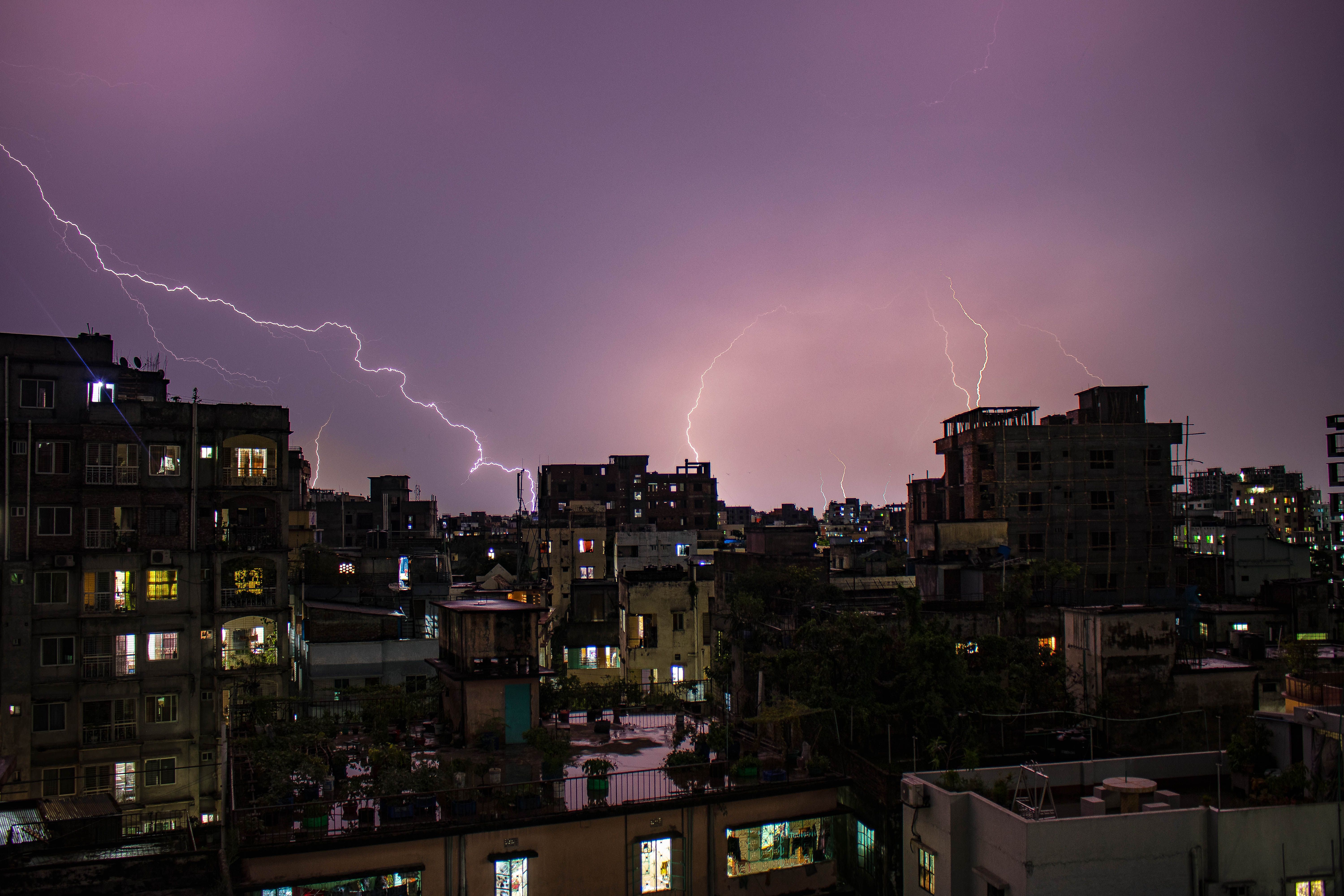 Lightnings over Night City · Free Stock Photo