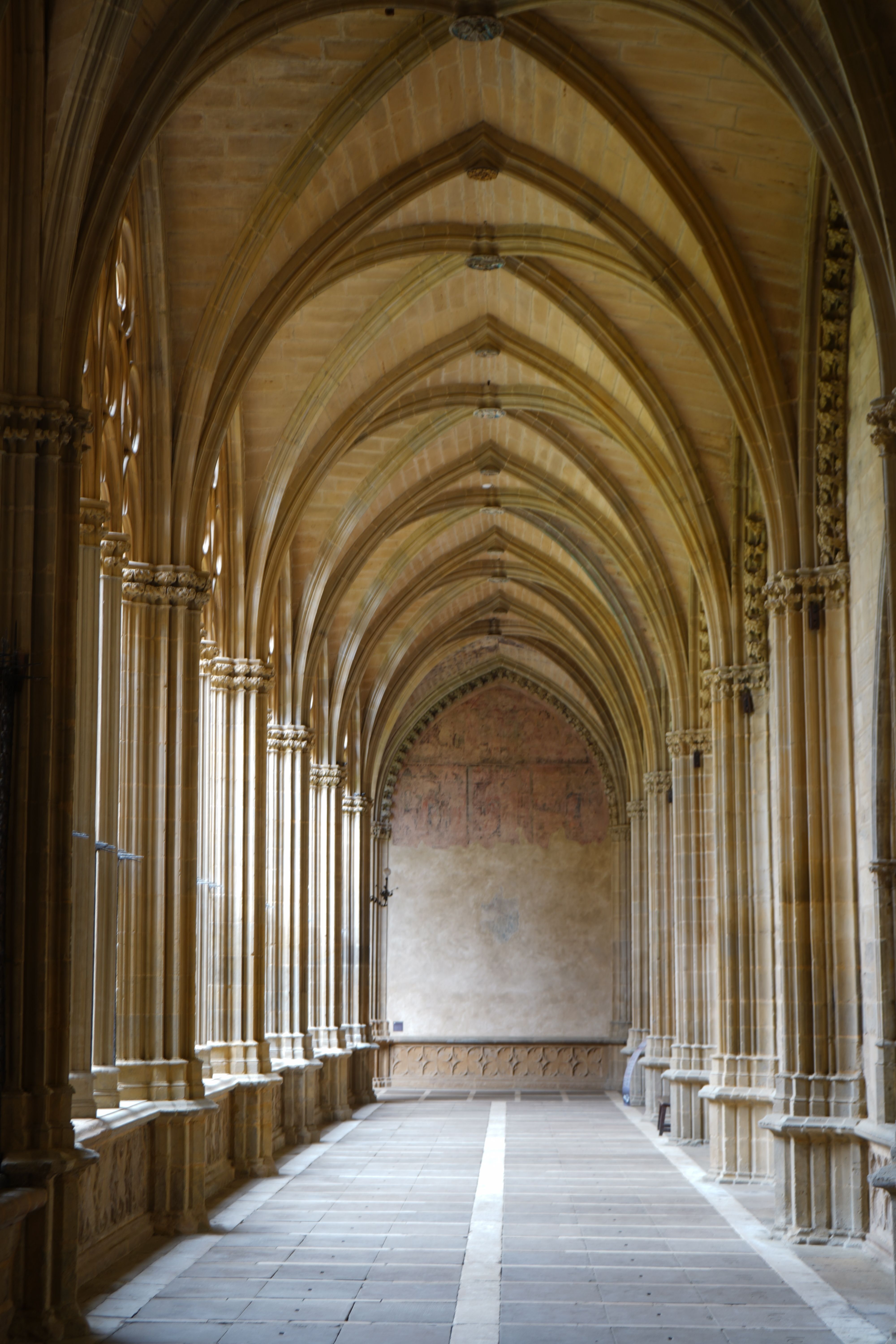 Gloucester Cathedral Cloisters with Stained Glass · Free Stock Photo