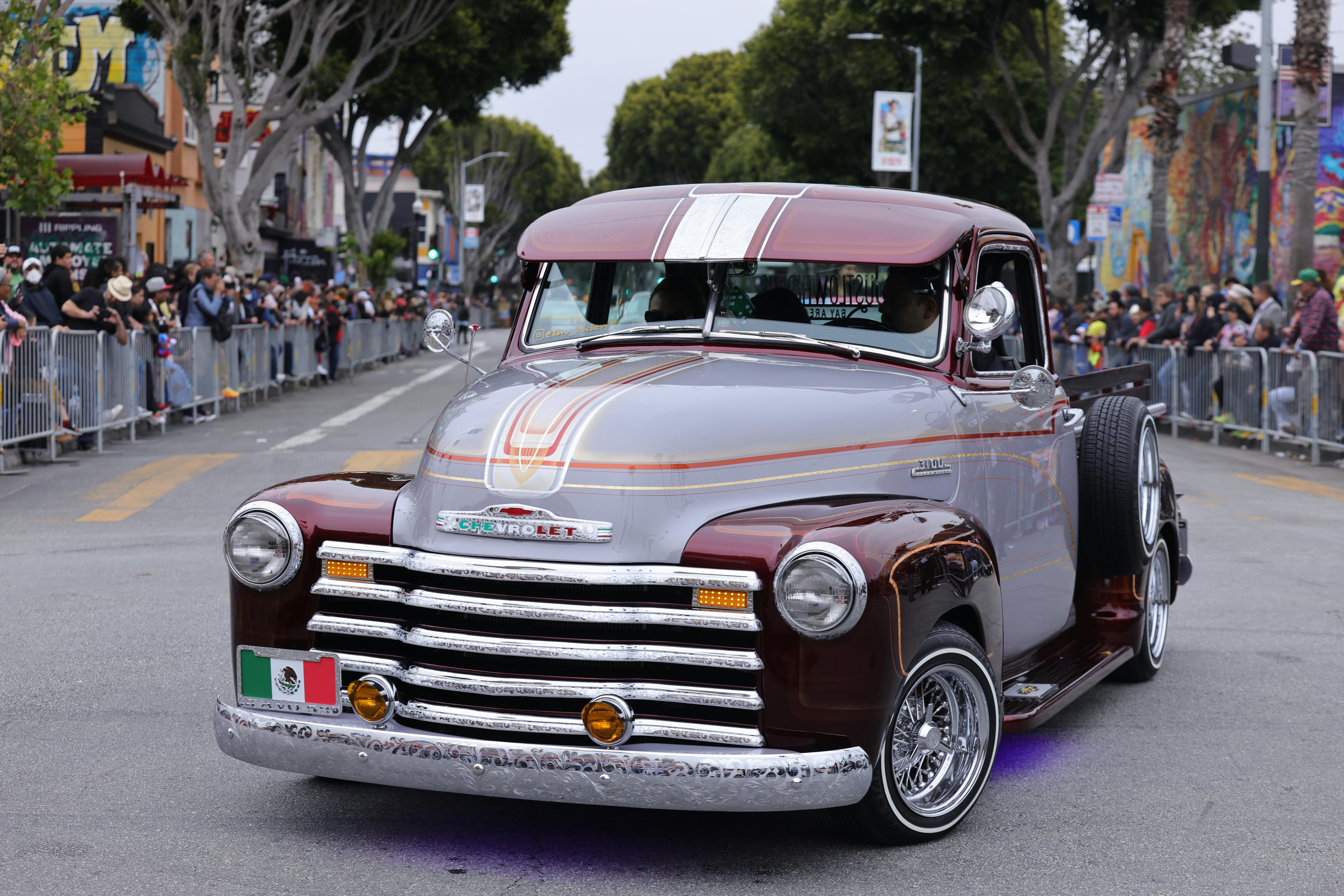 Modified Chevrolet 3100 Pickup on a Street Retro Motor Show · Free ...