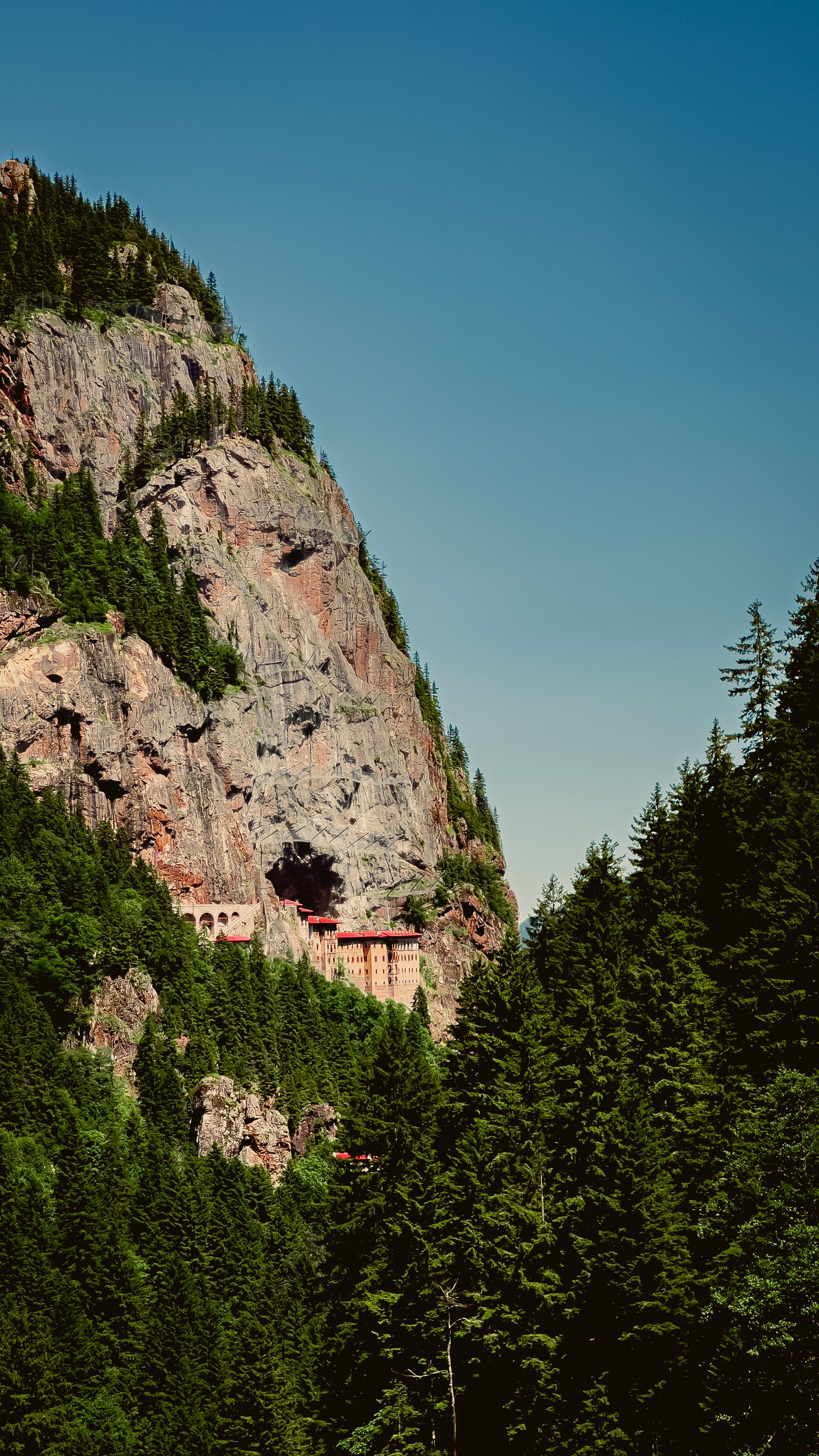 Panorama of a Mountain Forest with Sumela Monastery, Zigana Mountains ...