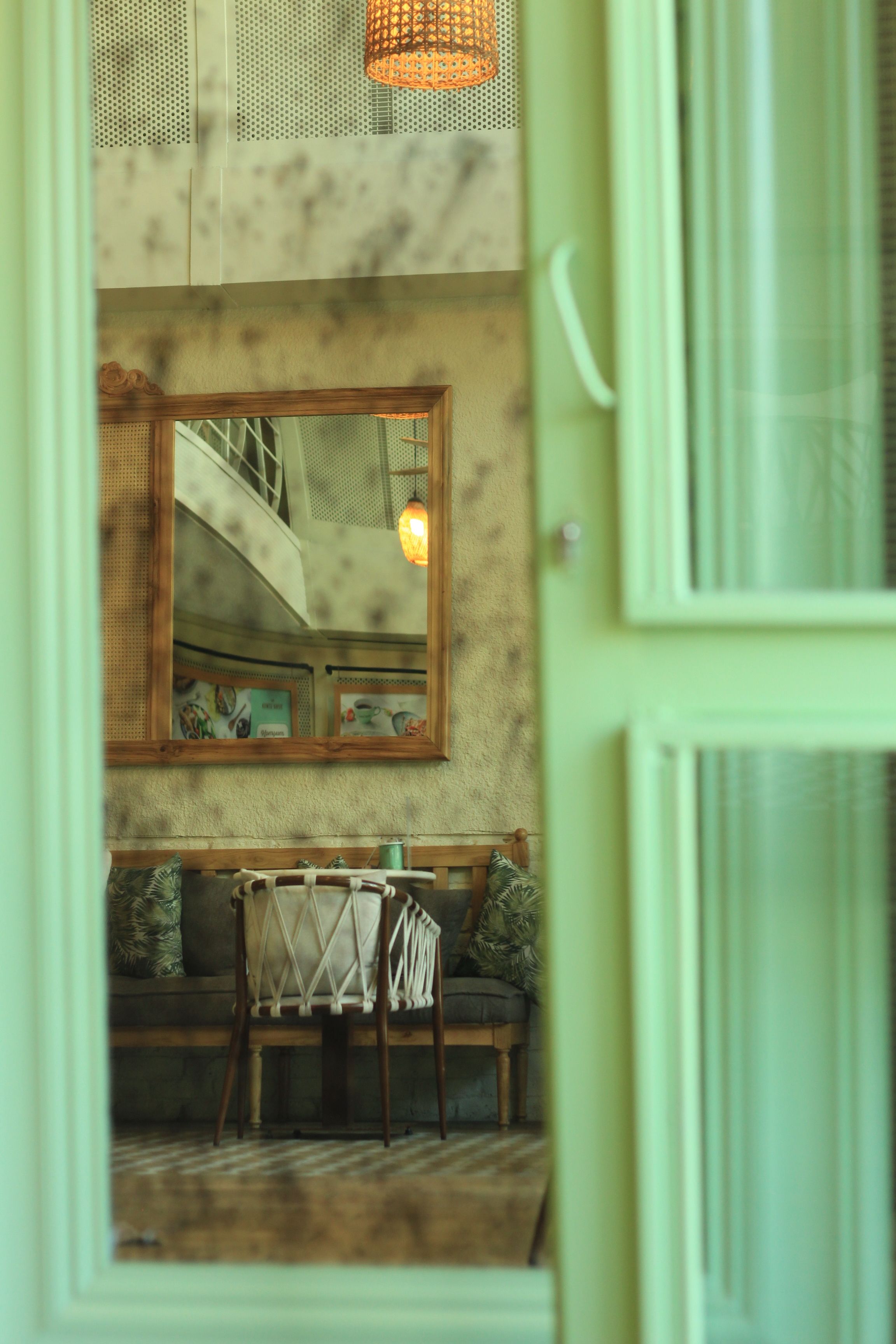 A Contemporary Room seen through a Window with a Green Frame · Free ...