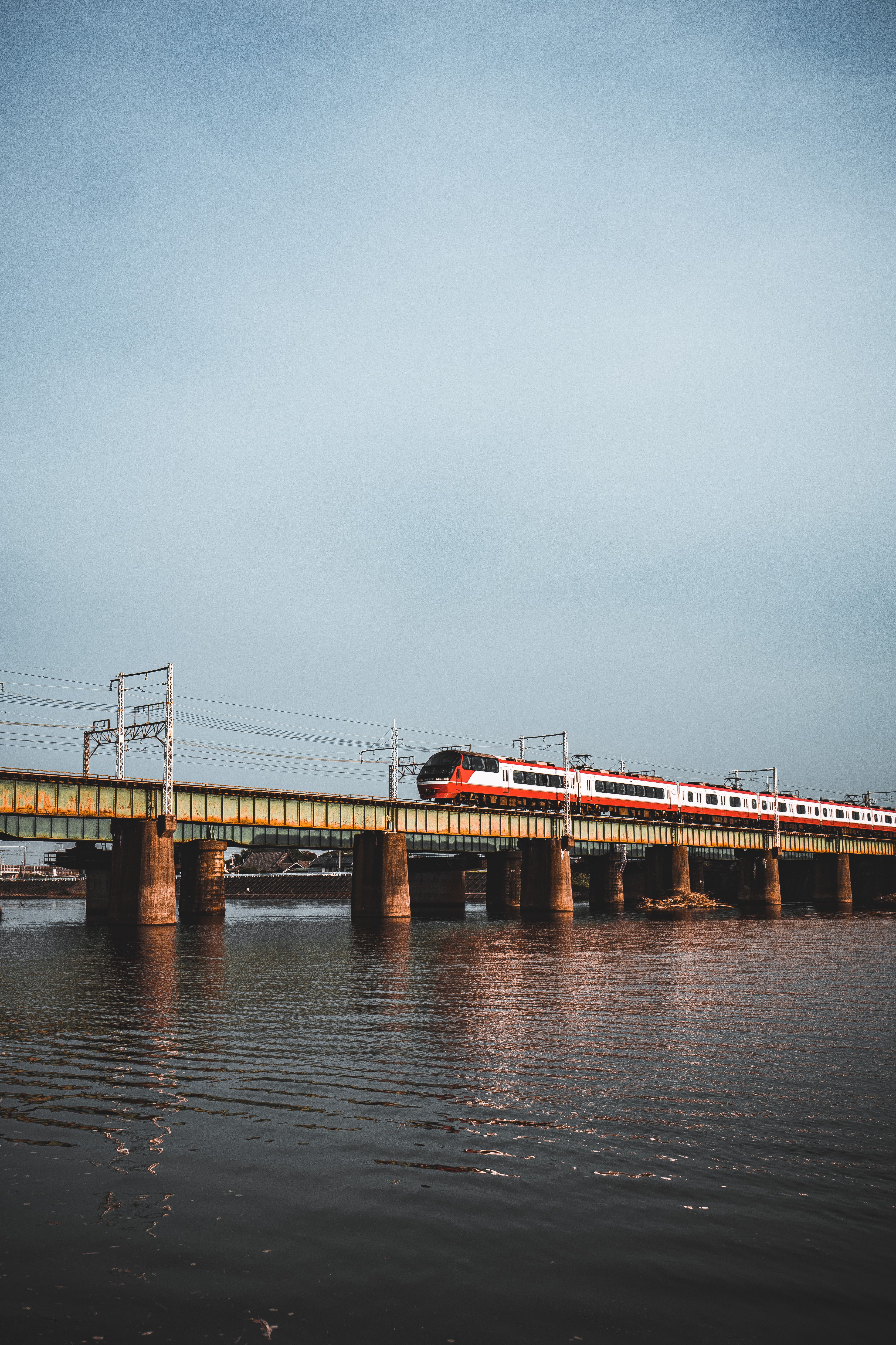 Train on Railway Bridge · Free Stock Photo