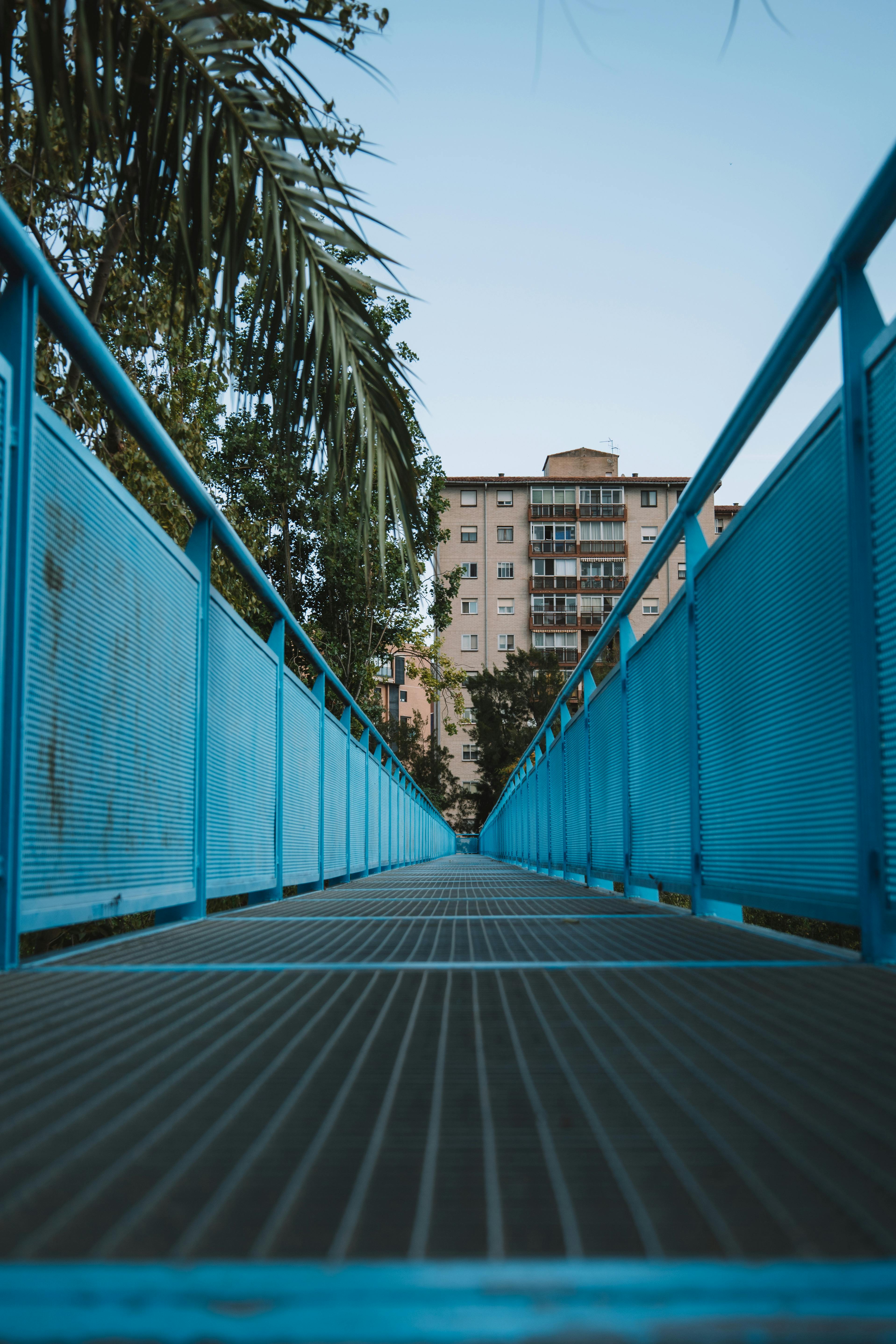 Blue Metal Footbridge · Free Stock Photo