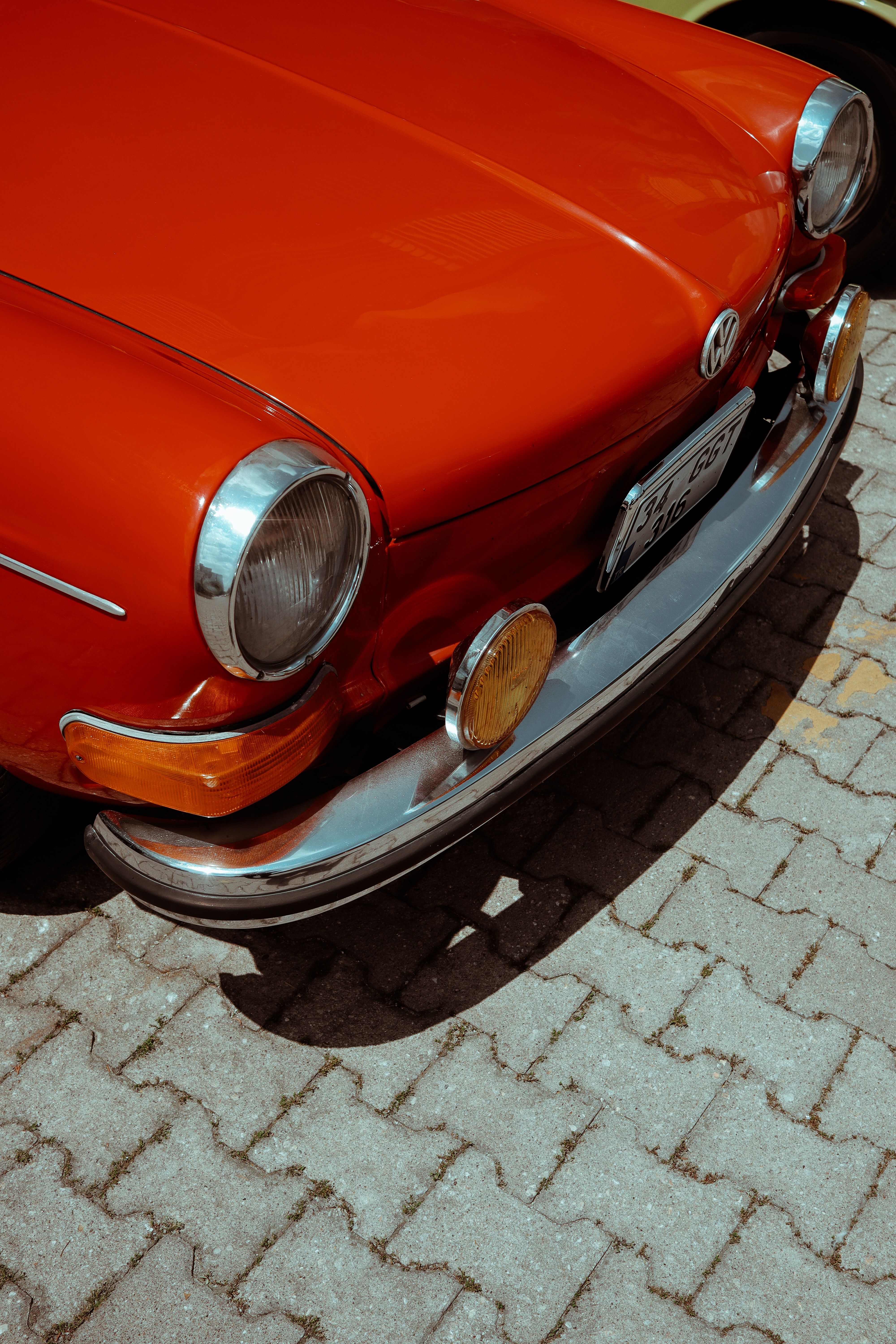 Front of a Red Volkswagen Type 3 Squareback · Free Stock Photo