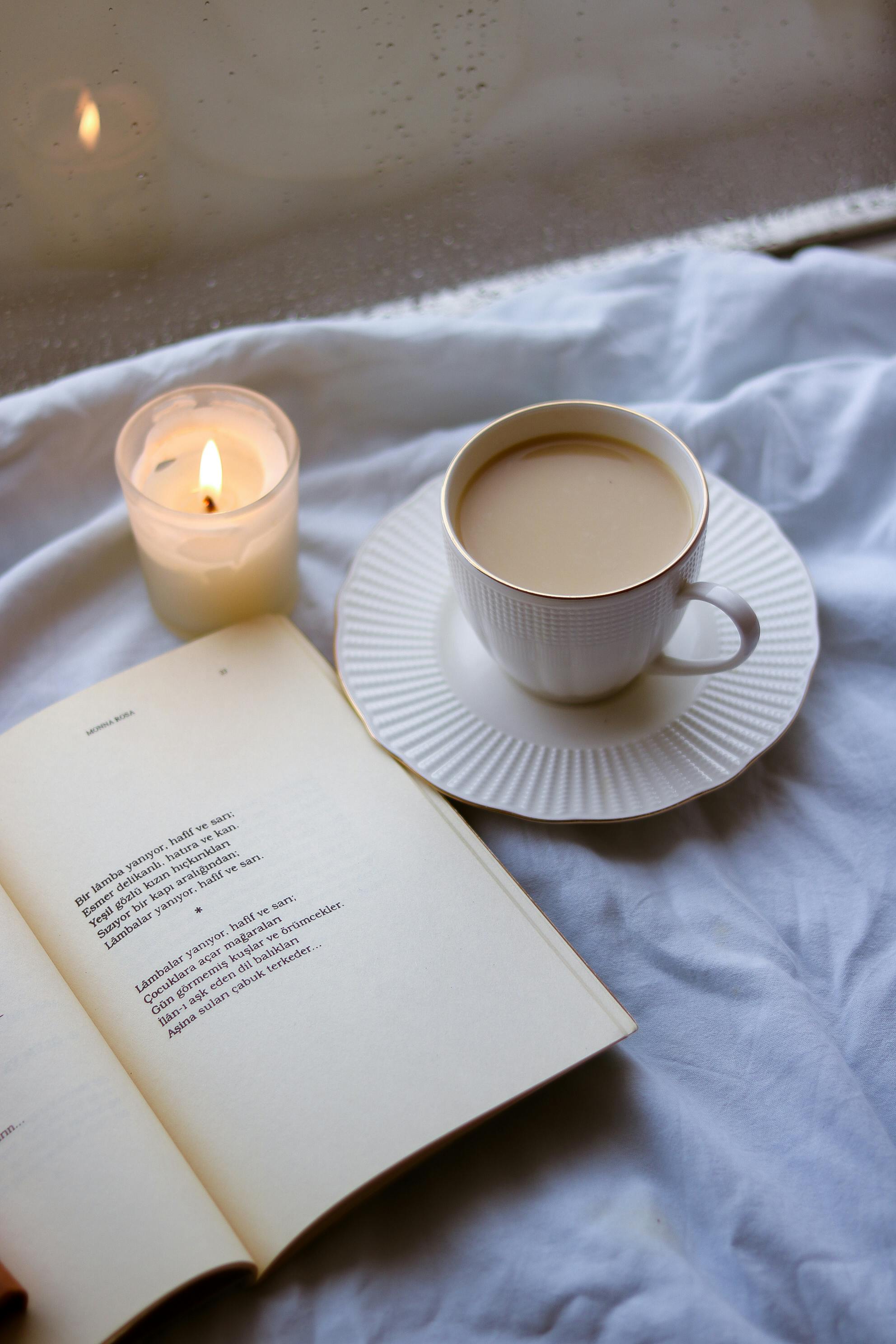 Book and cup of tea in cozy room · Free Stock Photo