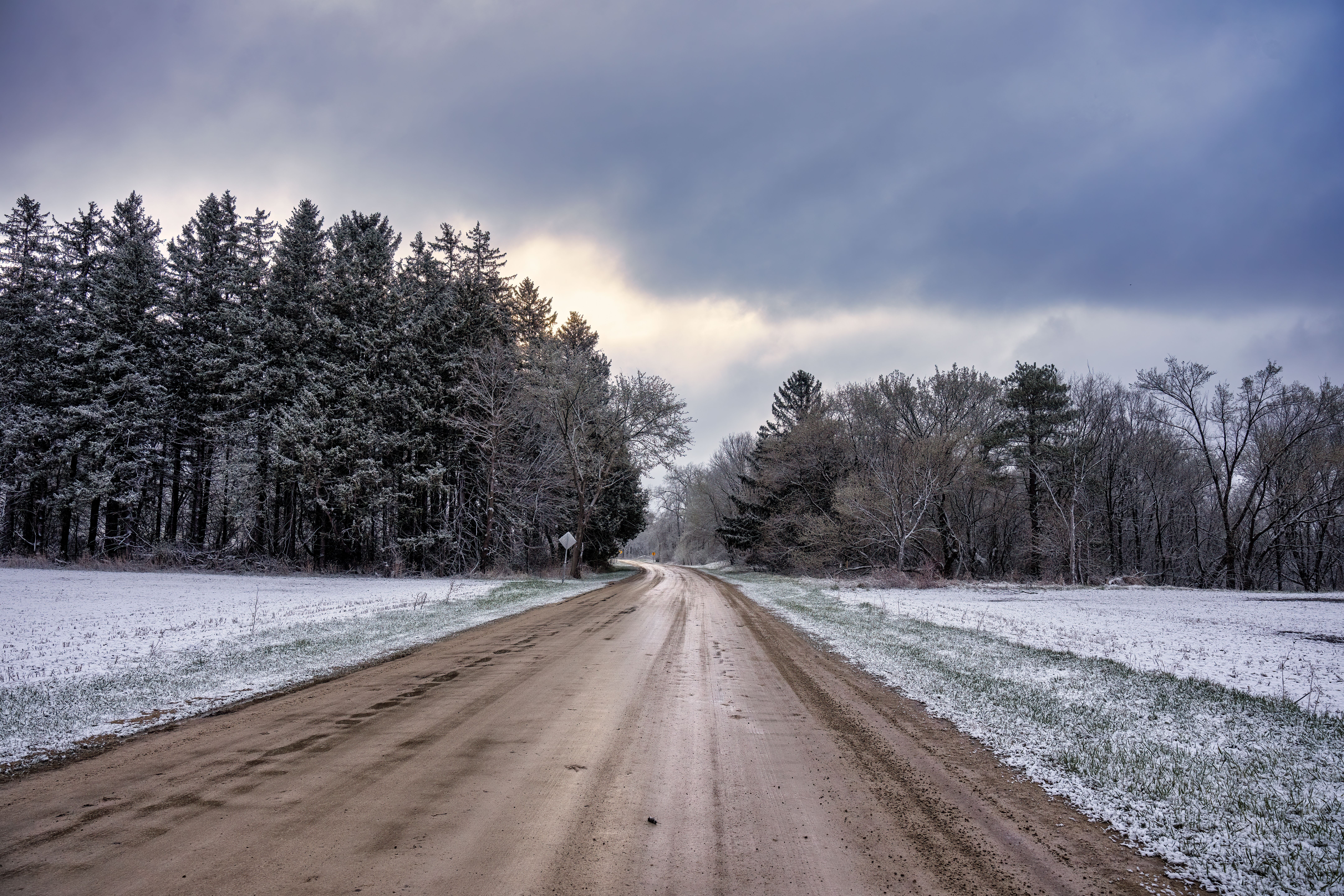 Wet Road Through Winter Landscape · Free Stock Photo