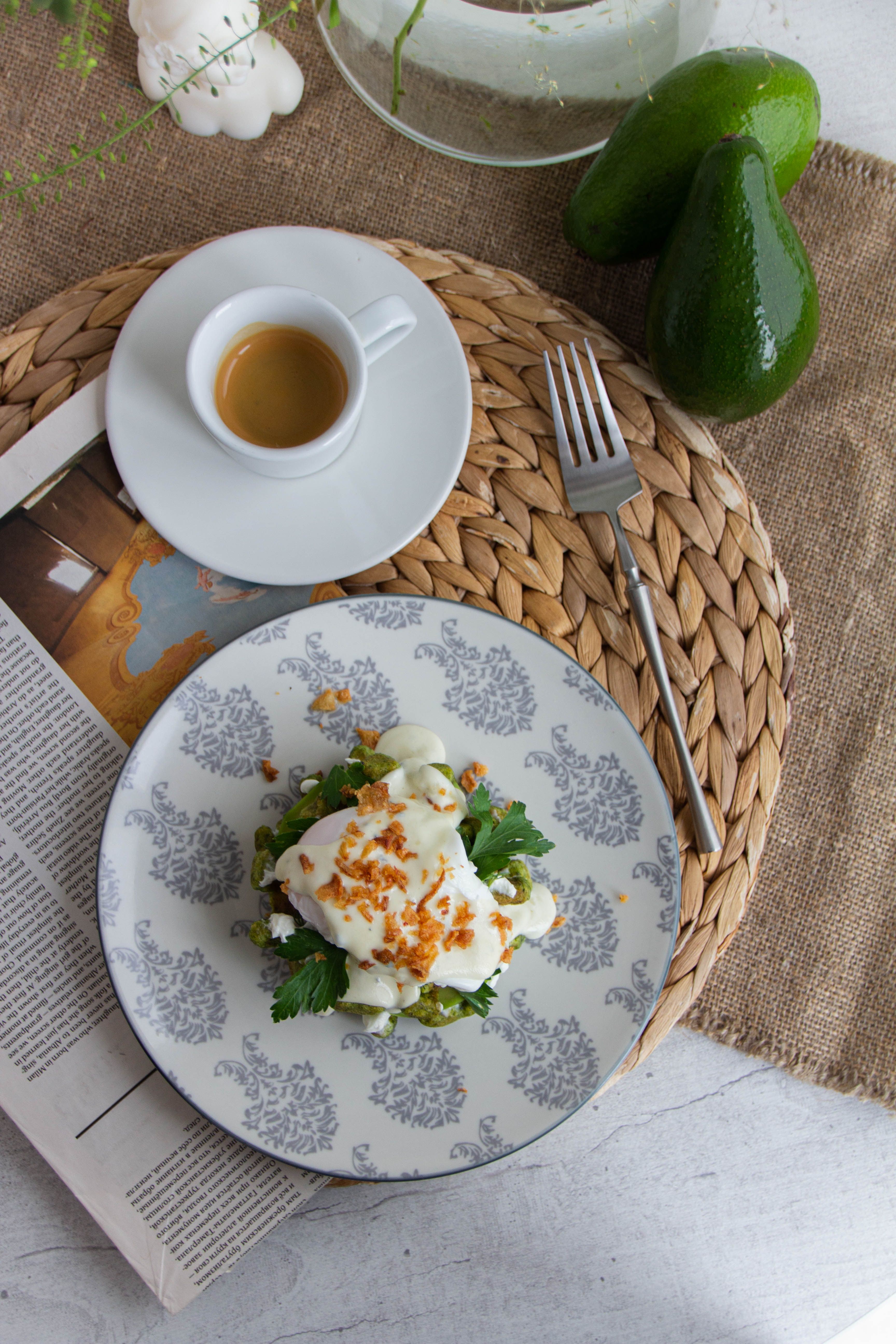 Top View of Nutritious Foods on Porcelain Tableware · Free Stock Photo