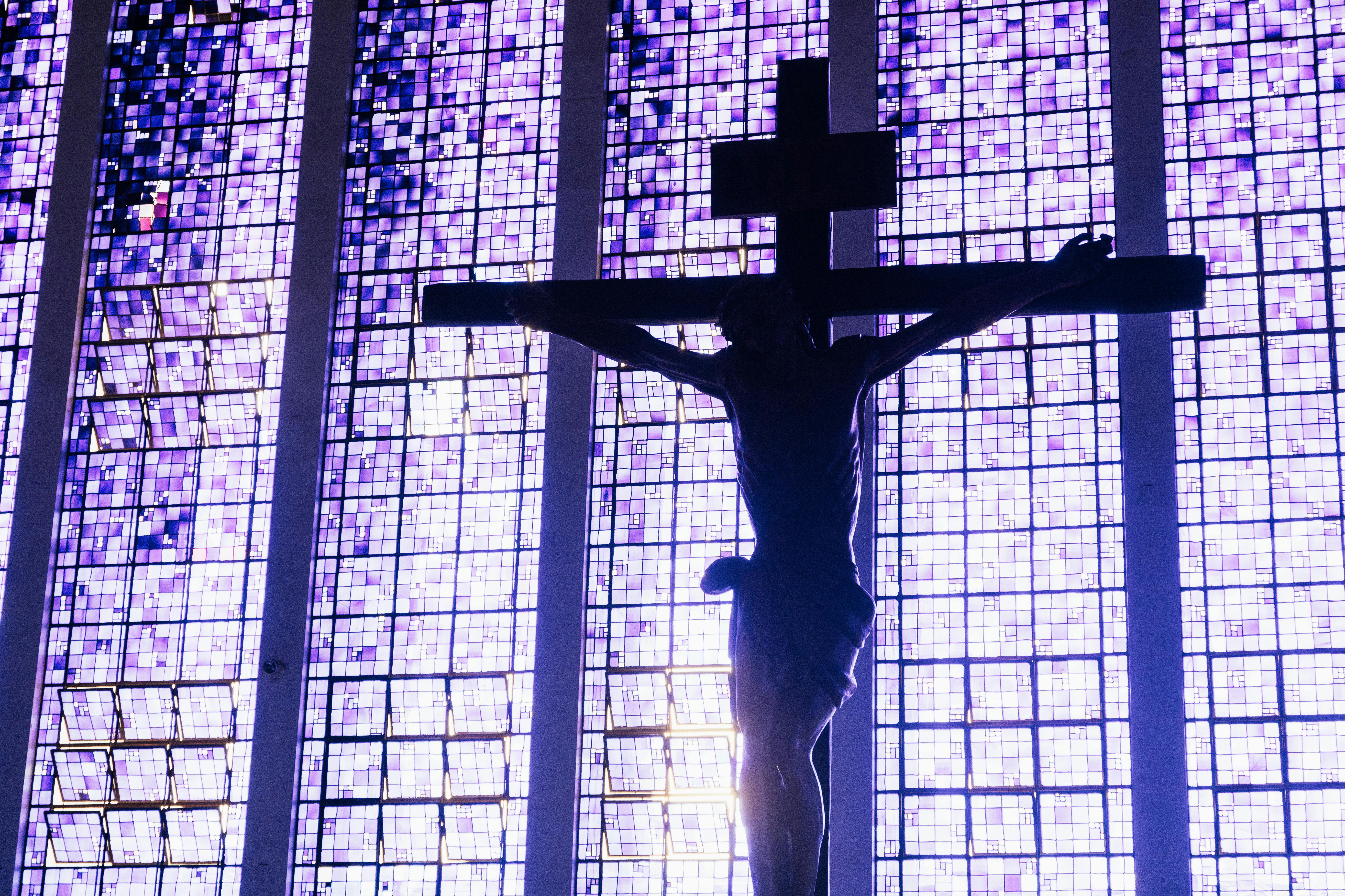 Jesus Christ in Church with Mosaic Windows · Free Stock Photo