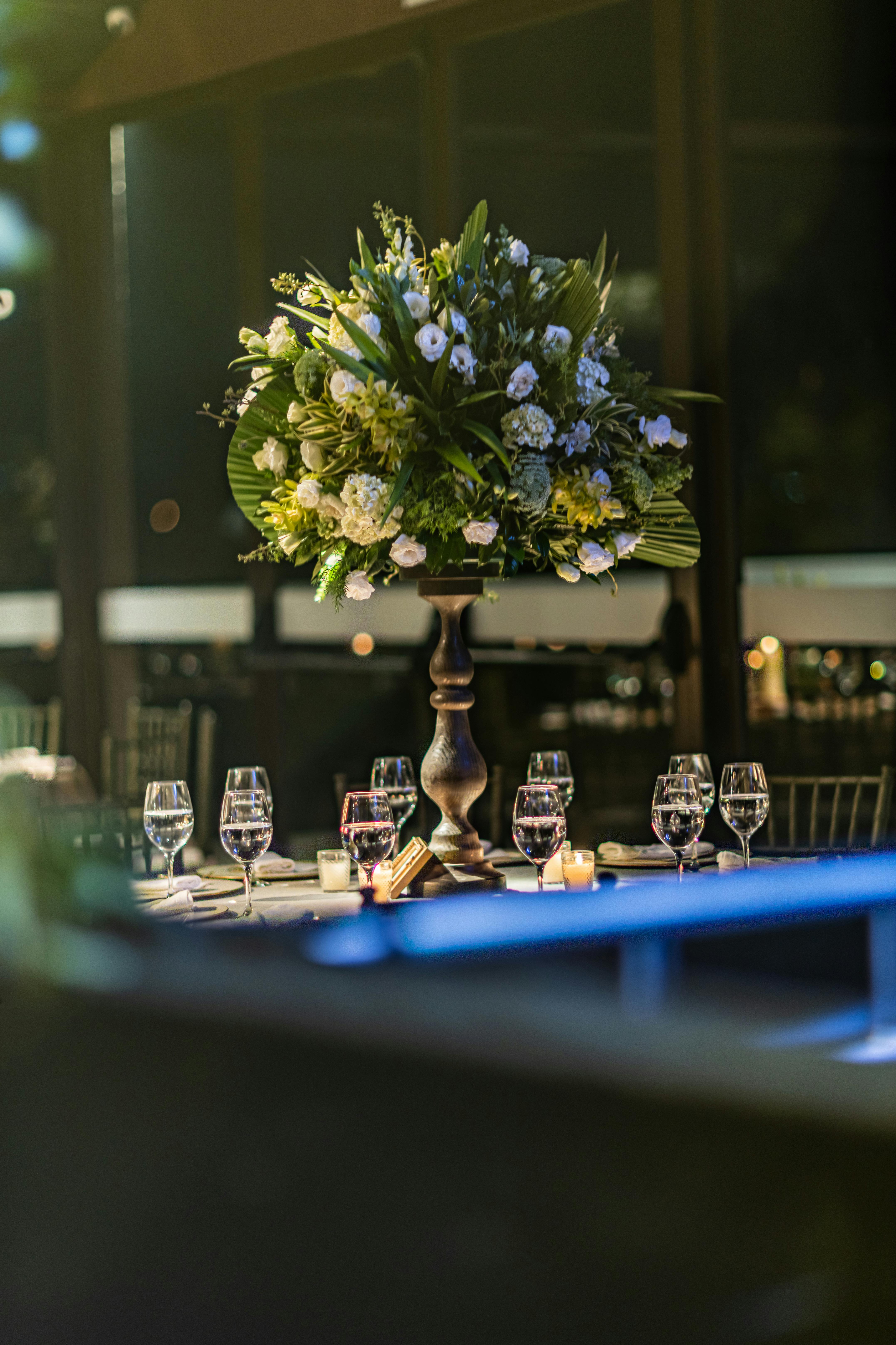 Tables in a Luxury Restaurant Hall Decorated with Flowers · Free Stock ...