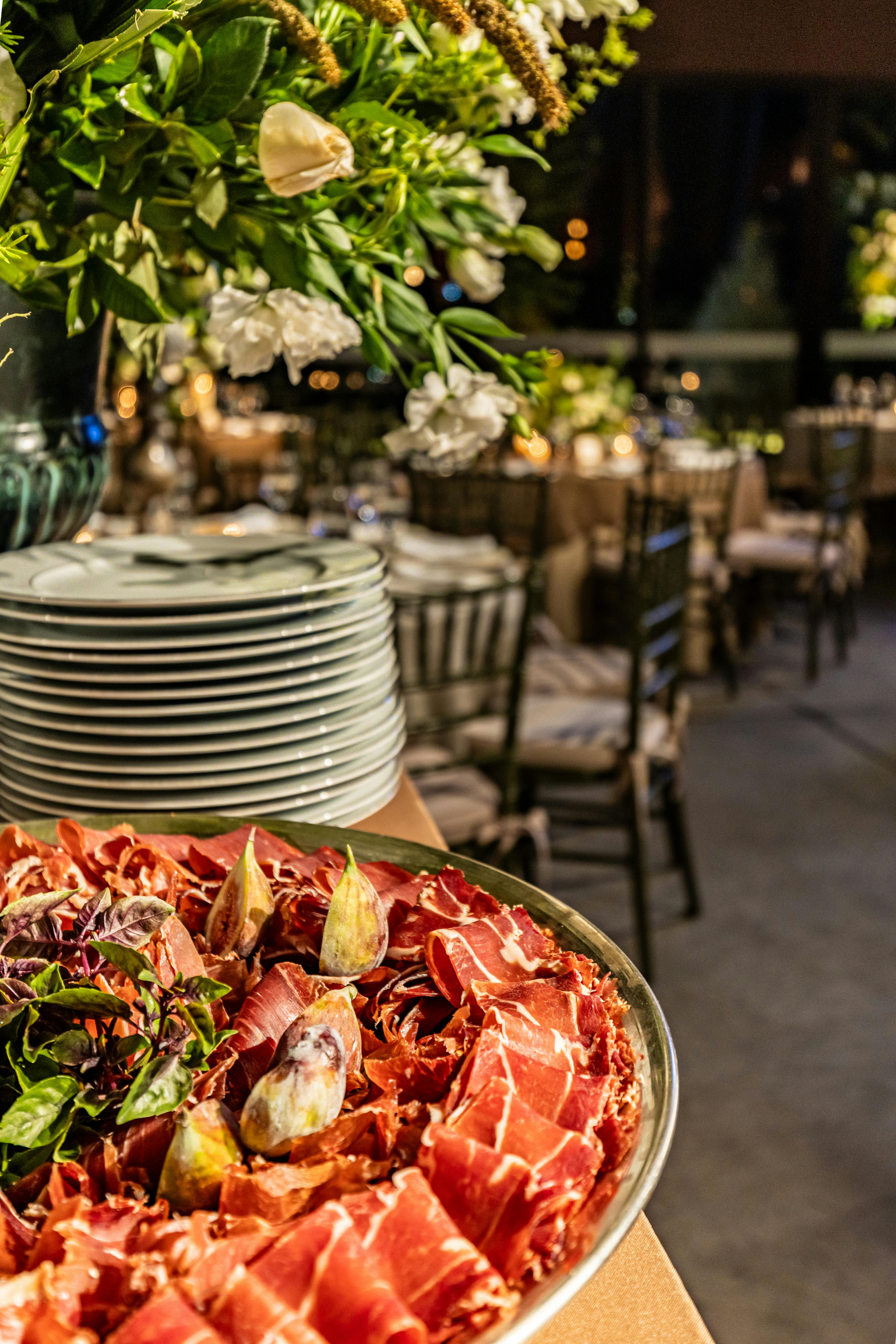 Venue Display with Slice of Meal and Ham on Tray · Free Stock Photo