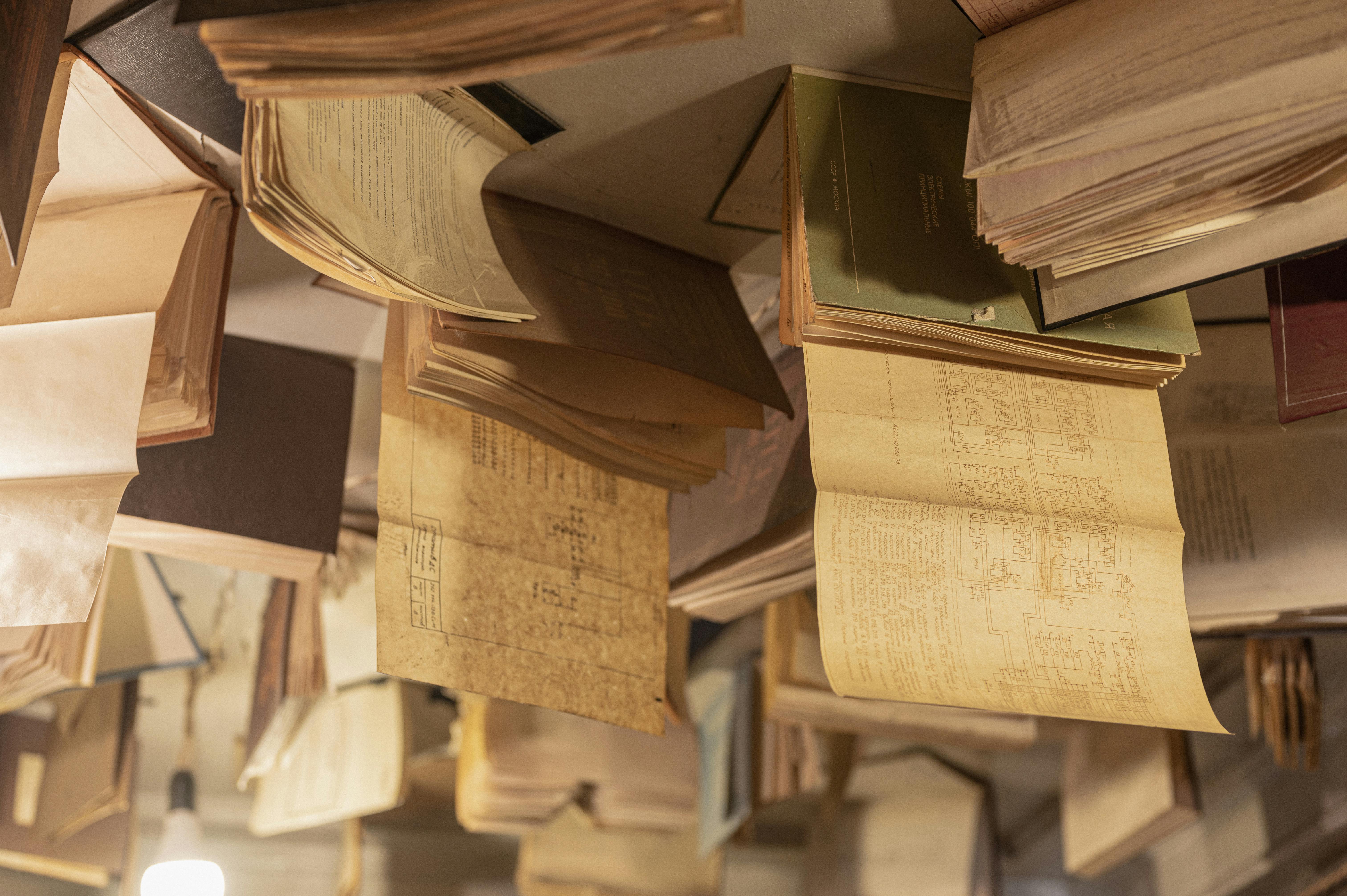 Books Hanging From Ceiling in Bookshop · Free Stock Photo