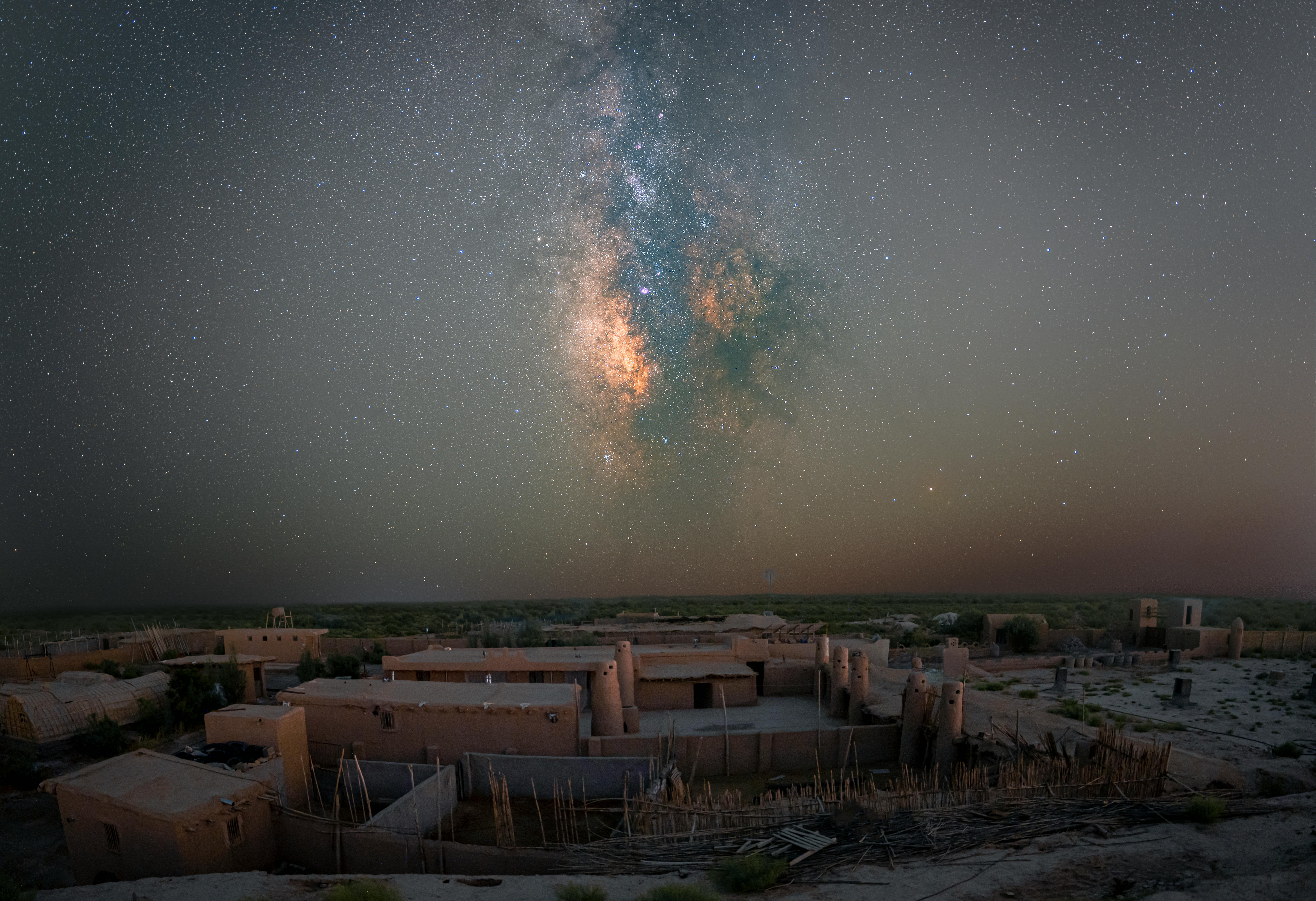 Stars on Night Sky over Village · Free Stock Photo