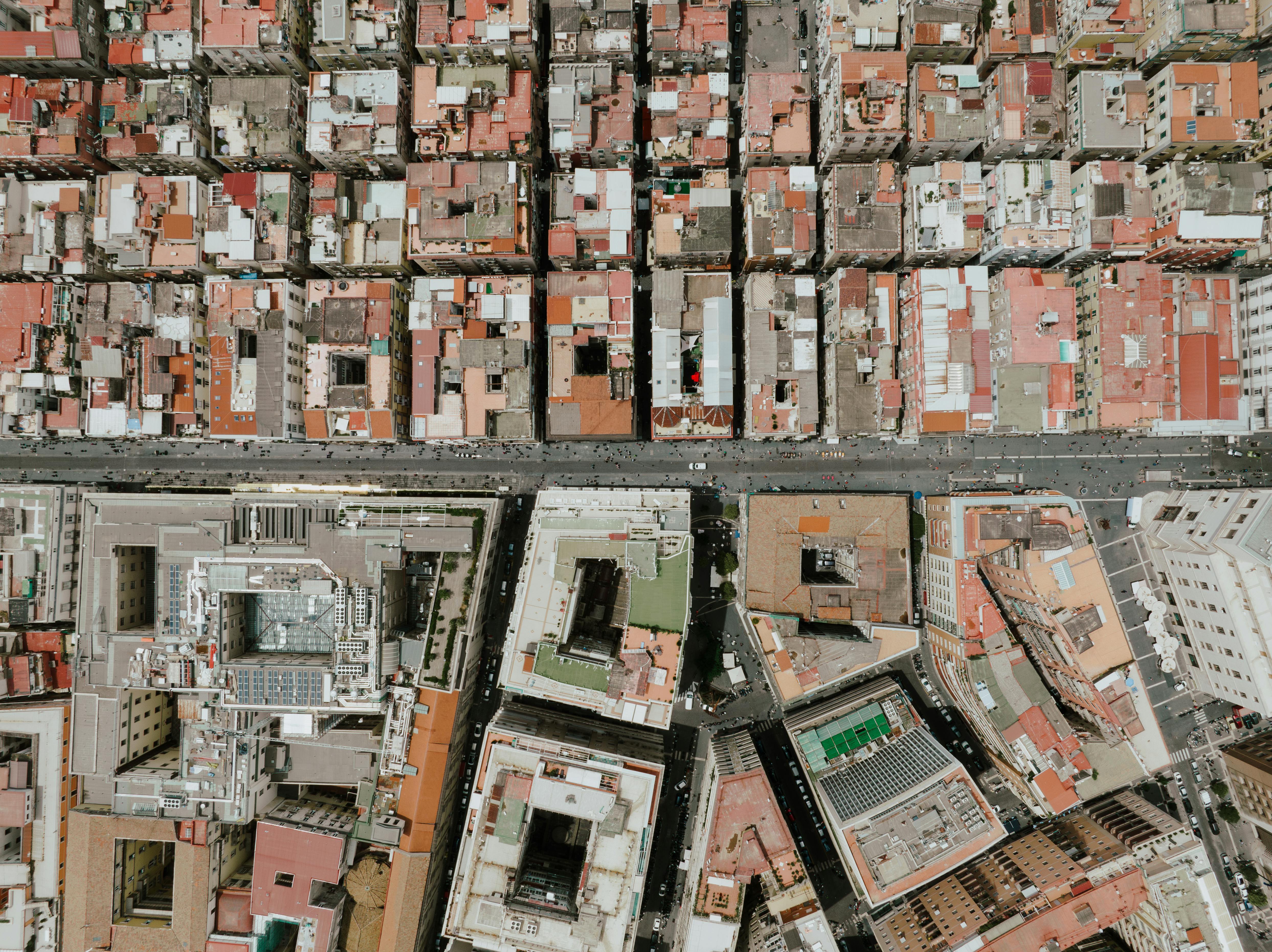 Top View of a City with Dense Architecture · Free Stock Photo