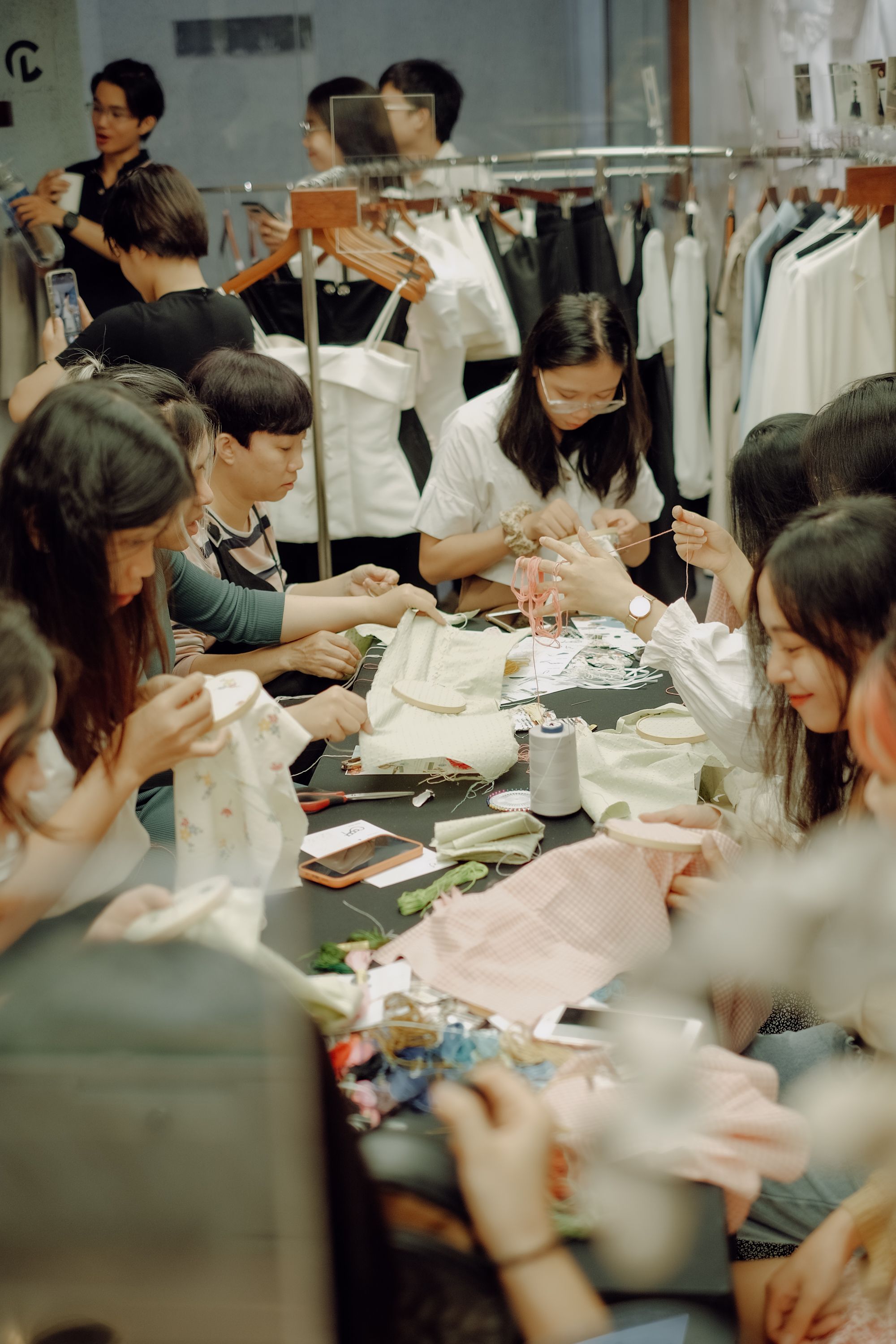 Women Sewing by table · Free Stock Photo