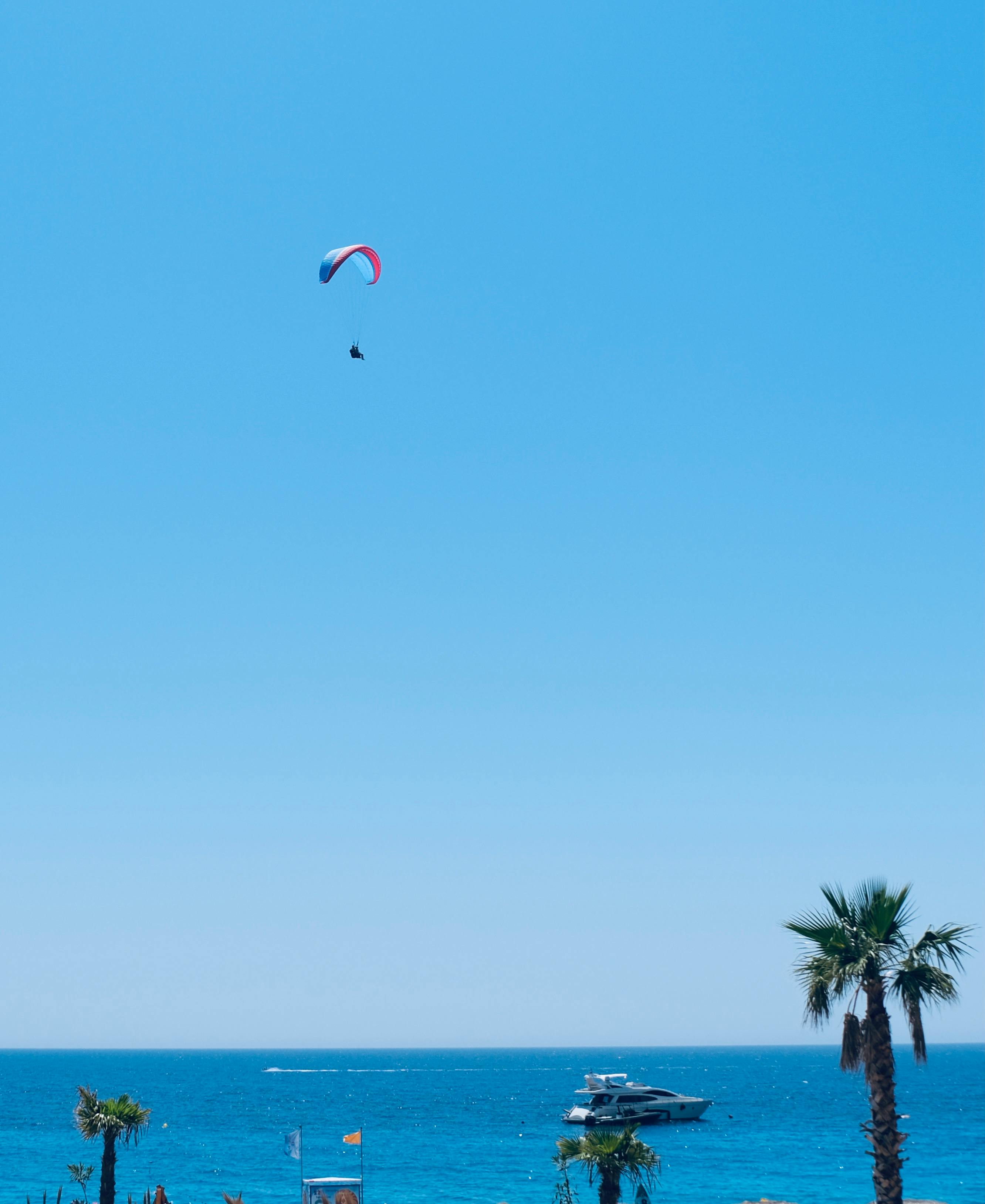 Parachuting over Sea Coast · Free Stock Photo
