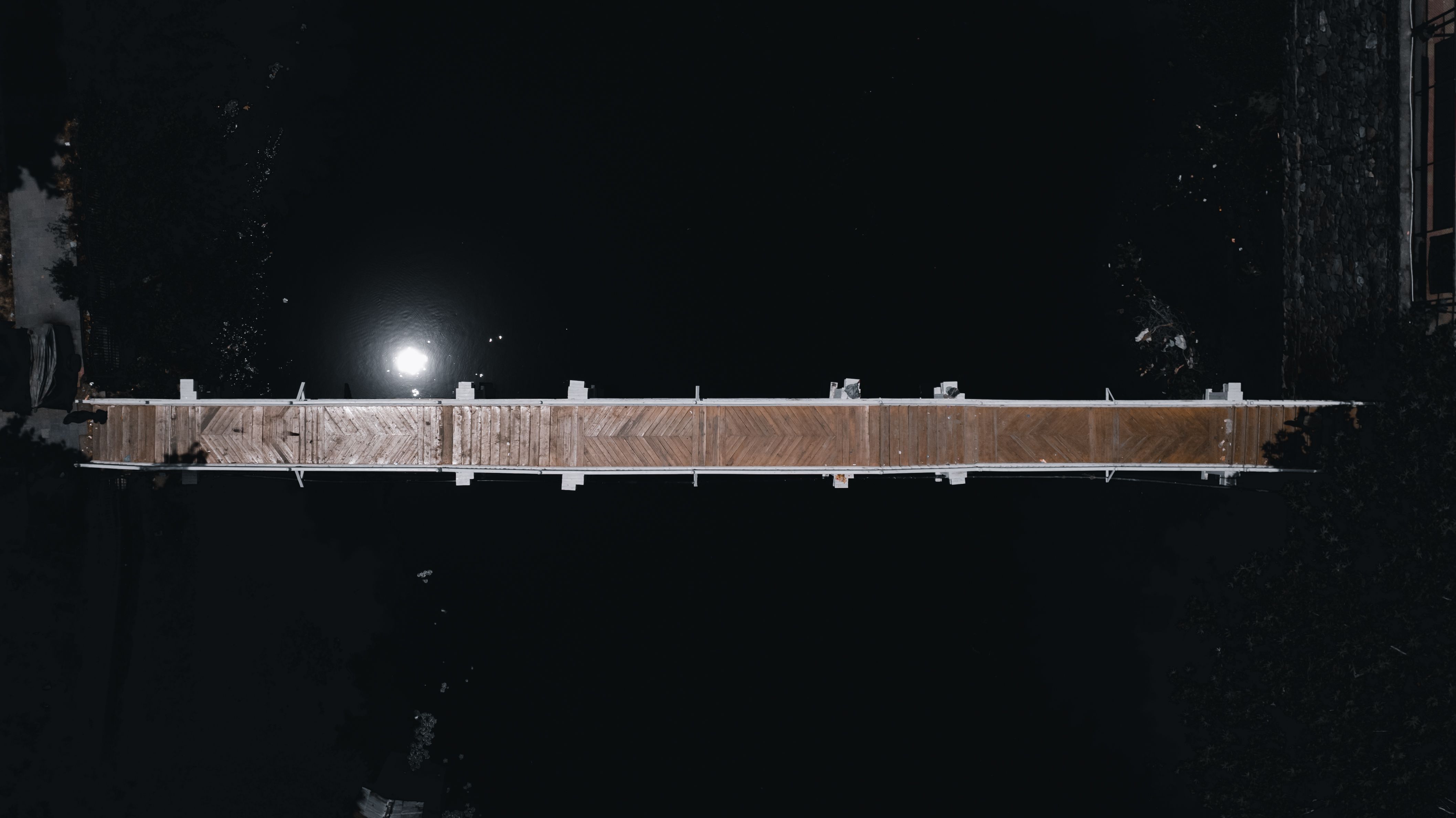 Footbridge on River at Night · Free Stock Photo