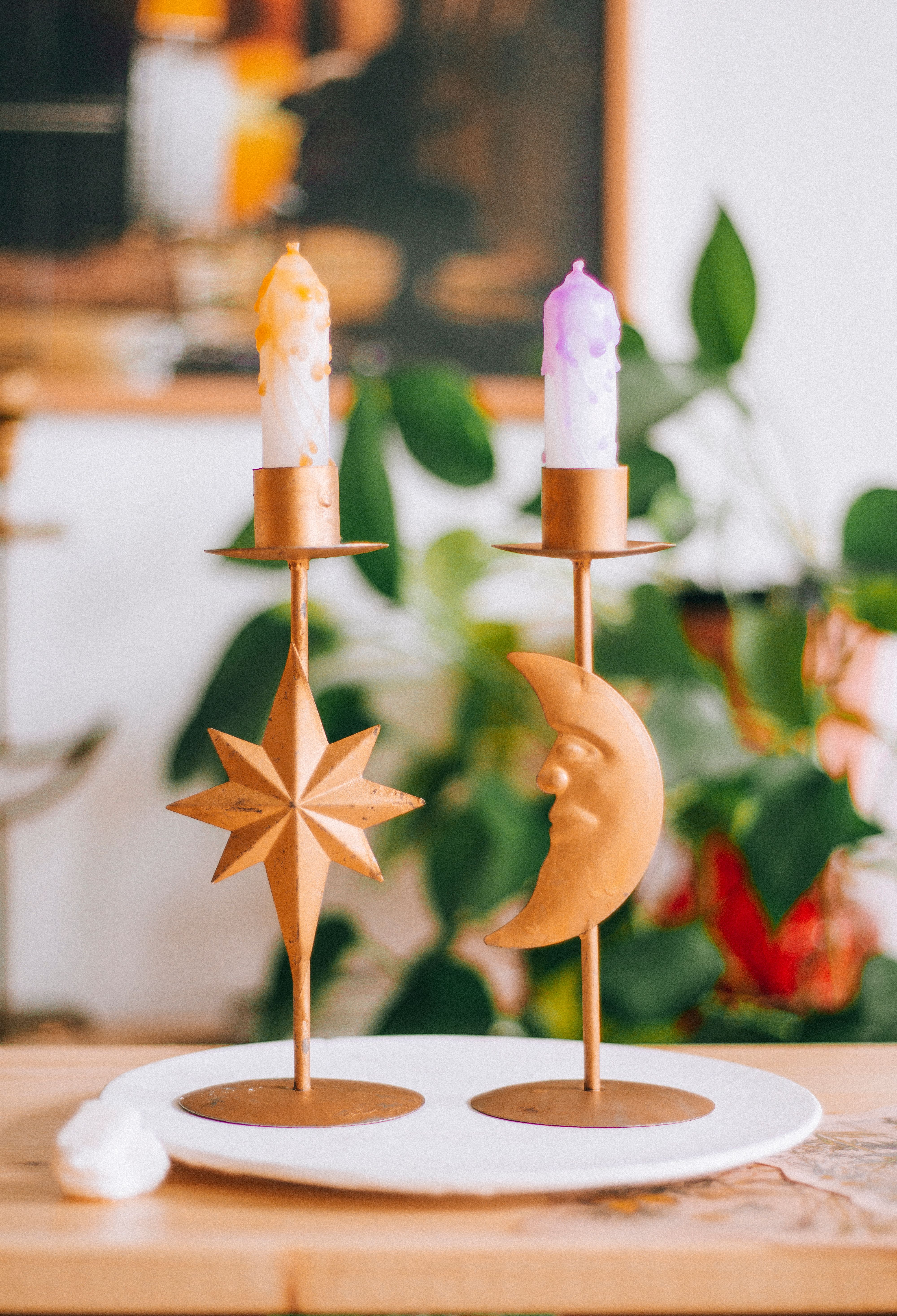 Candles with Star and Crescent Decoration · Free Stock Photo