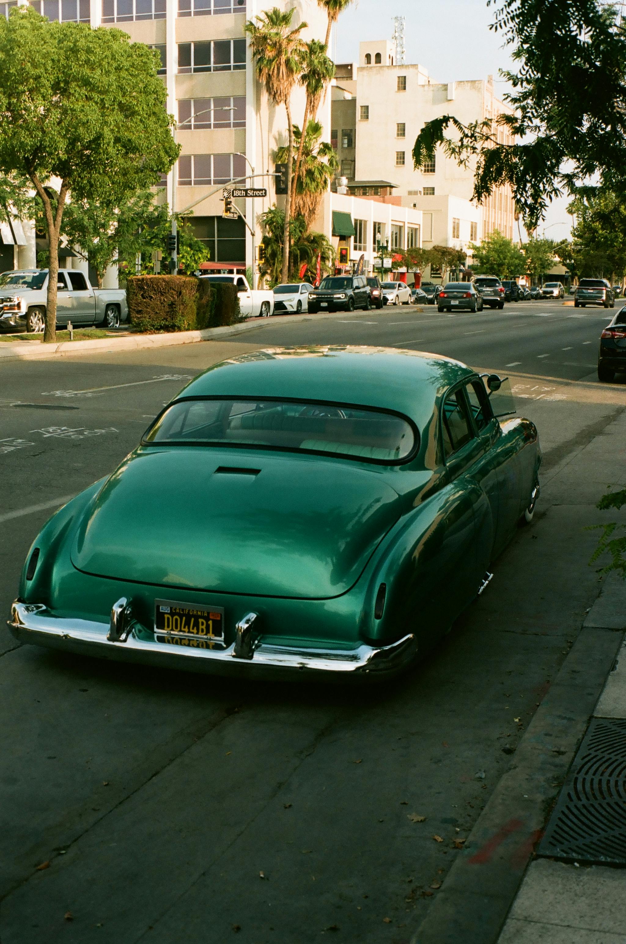 Retro Car on City Street · Free Stock Photo