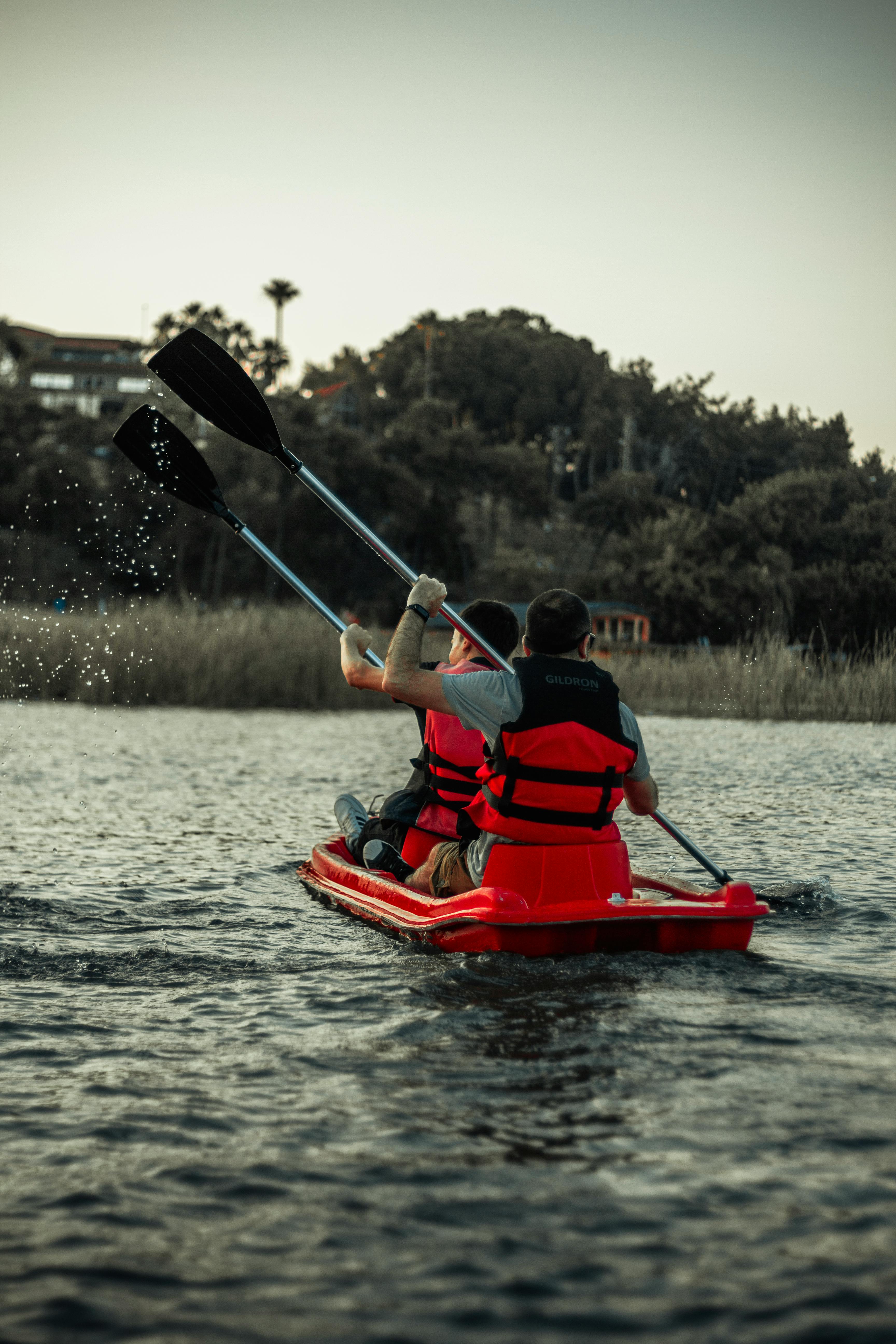 Back View of Men Canoeing on a Body of Water · Free Stock Photo