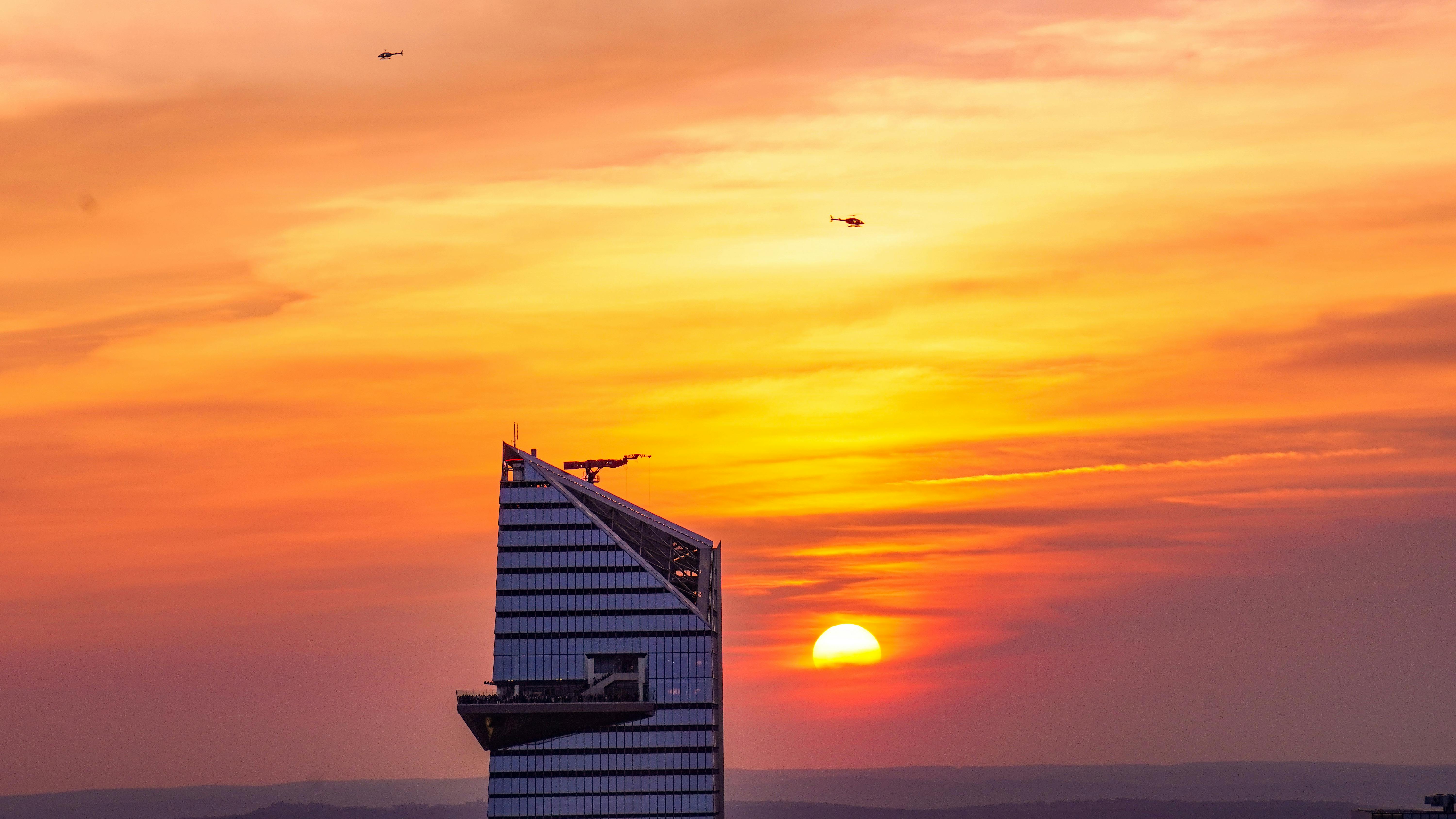 Top of Manhattan Skyscraper at Sunset · Free Stock Photo