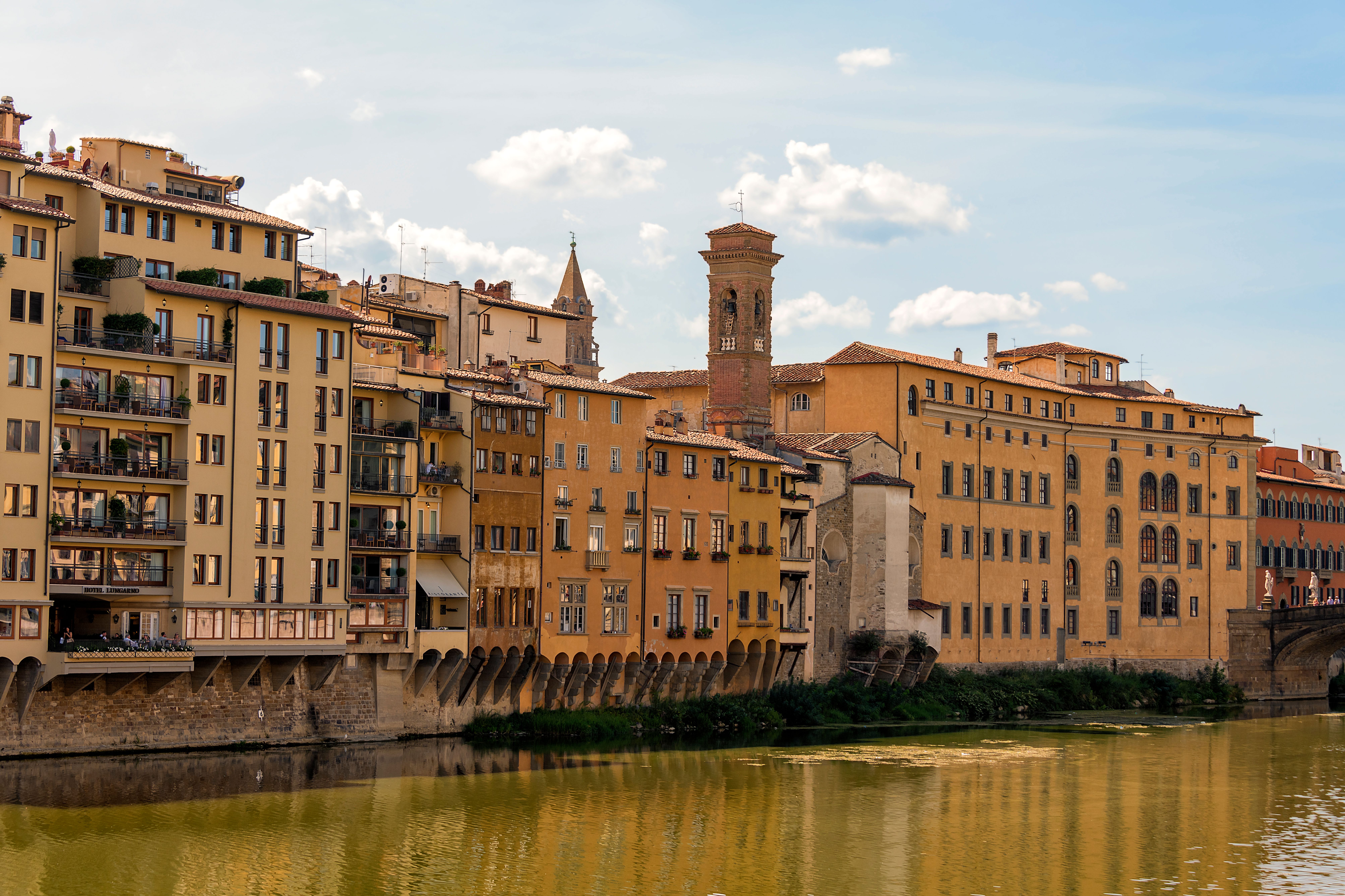 Facades of Waterfront Buildings on the Arno in Florence in Tuscany ...