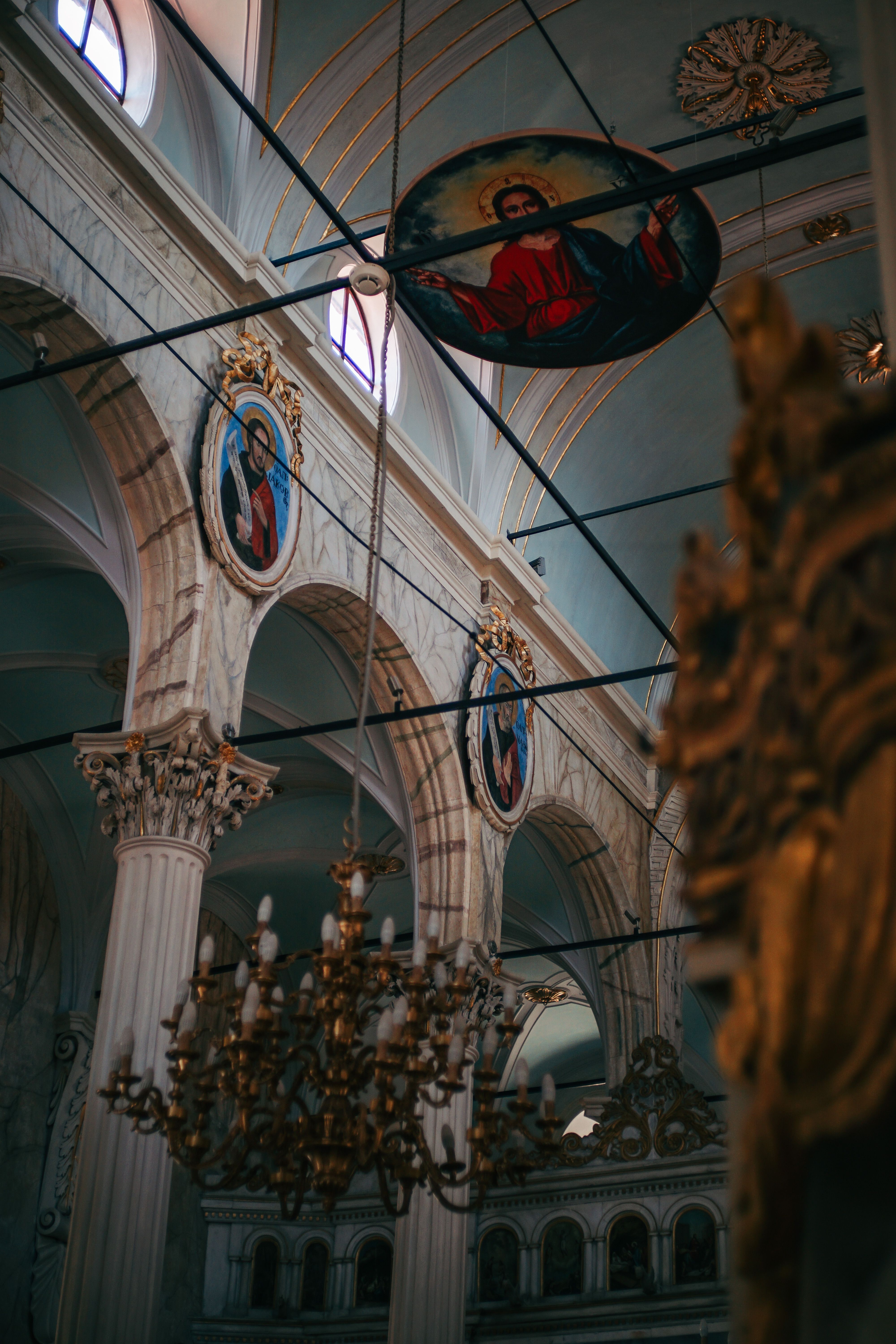 Interior of Church with Painting of Jesus Christ Pantocrator · Free ...