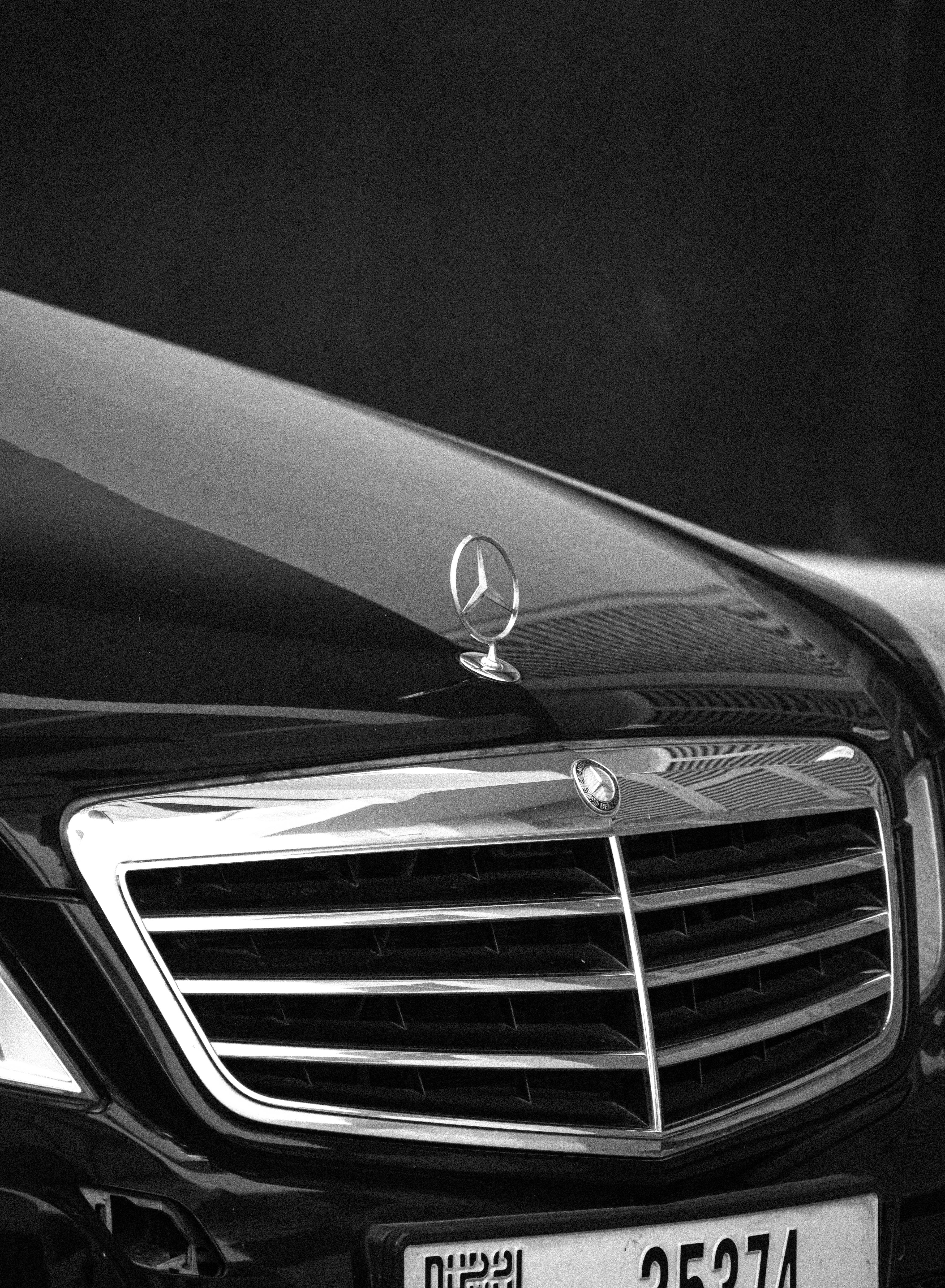 Mercedes Car in Black and White · Free Stock Photo