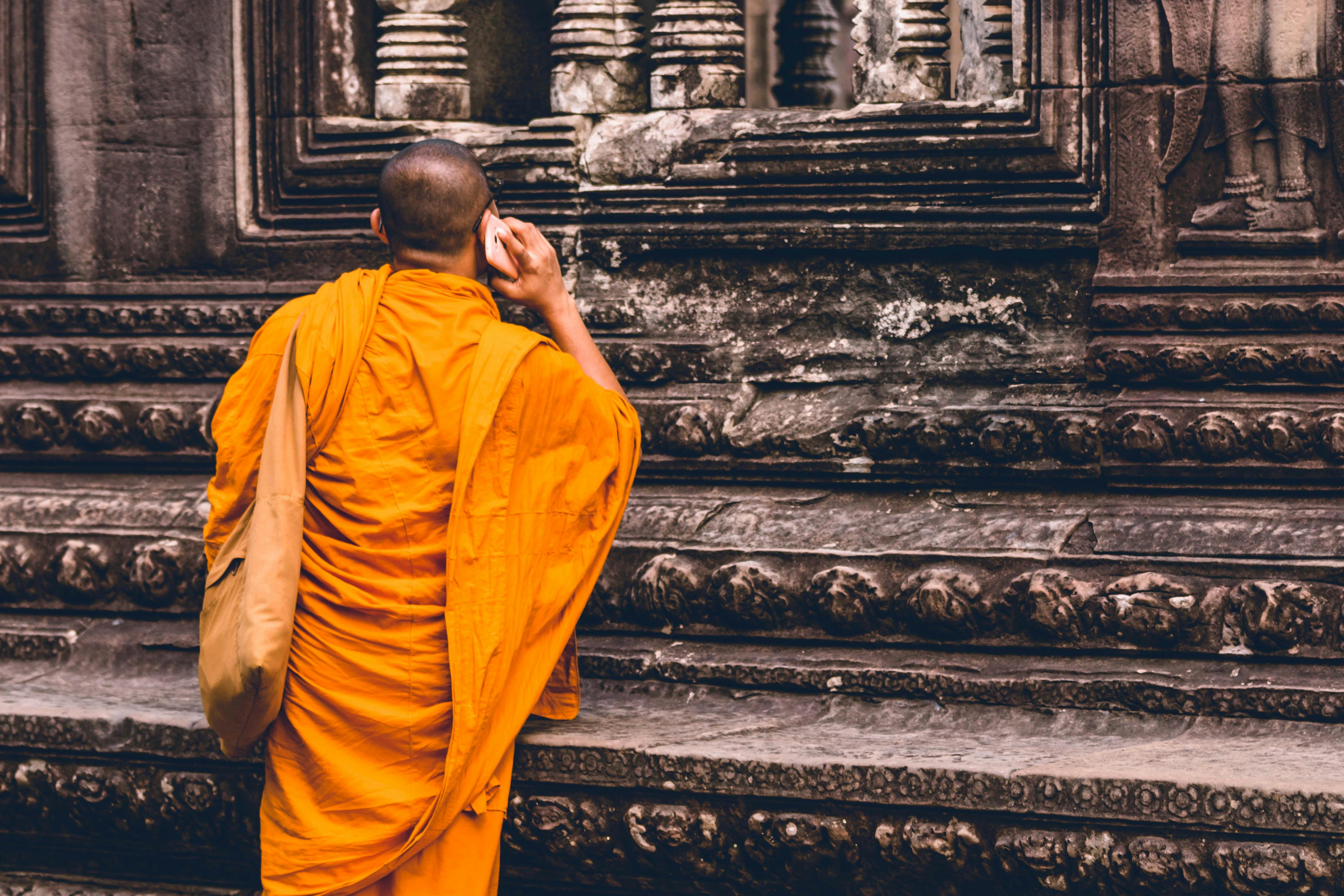 Monks Standing Beside Temple · Free Stock Photo