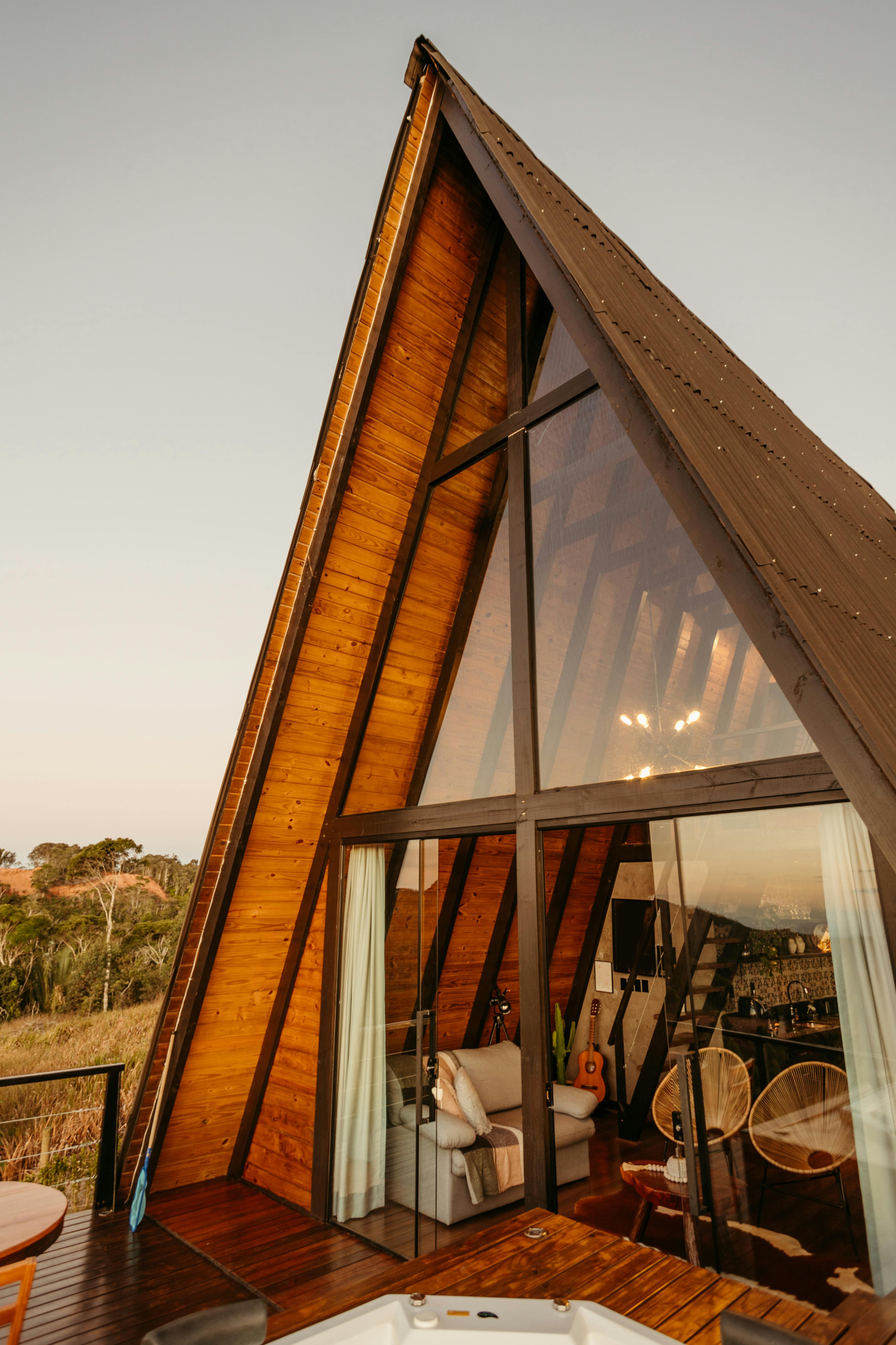 Beautiful Triangular Shaped Wooden Vacation House · Free Stock Photo