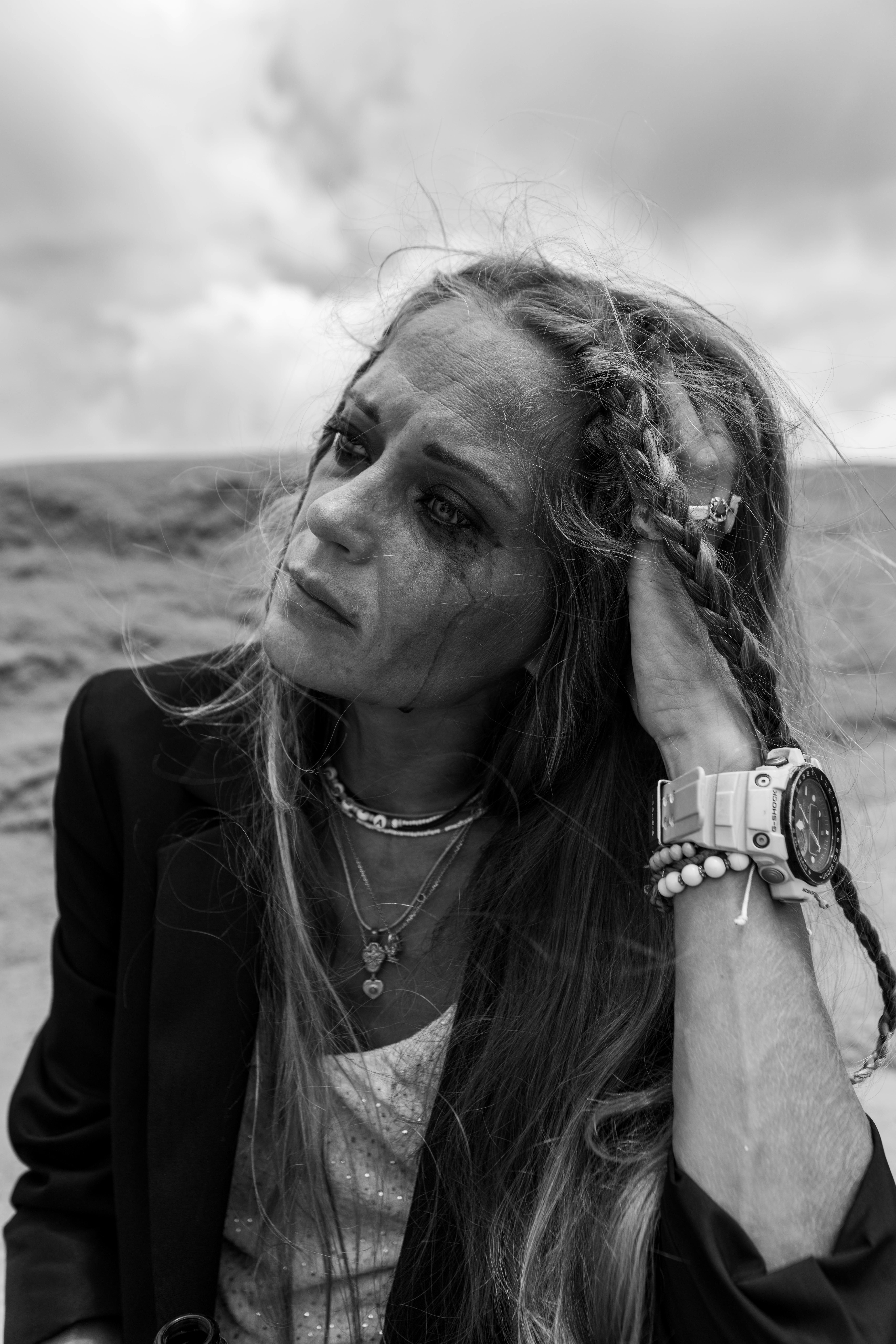 Grayscale Photography of Woman Wearing Winter Jacket · Free Stock Photo