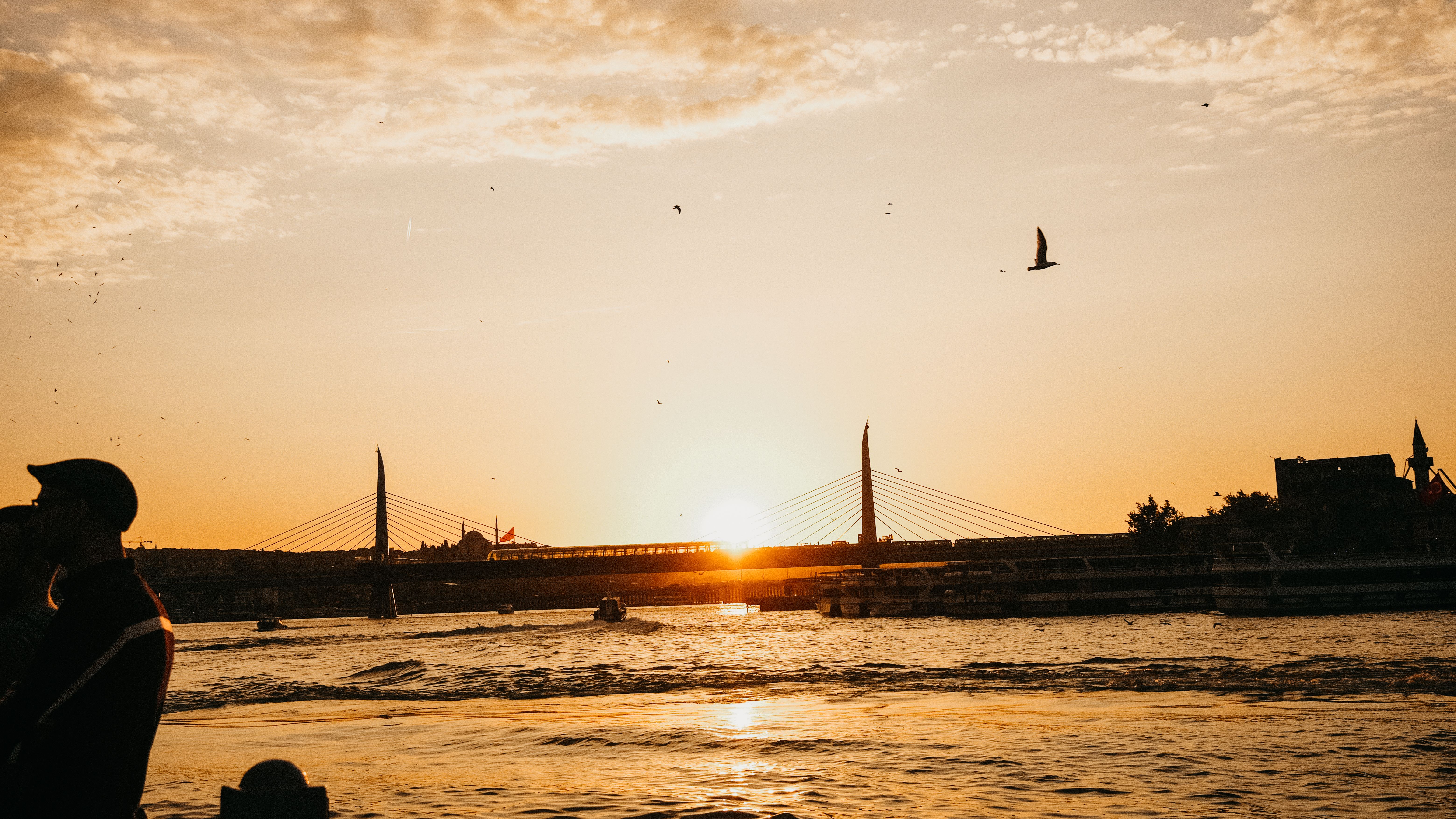 Photo of a Suspension Bridge at Sunset · Free Stock Photo