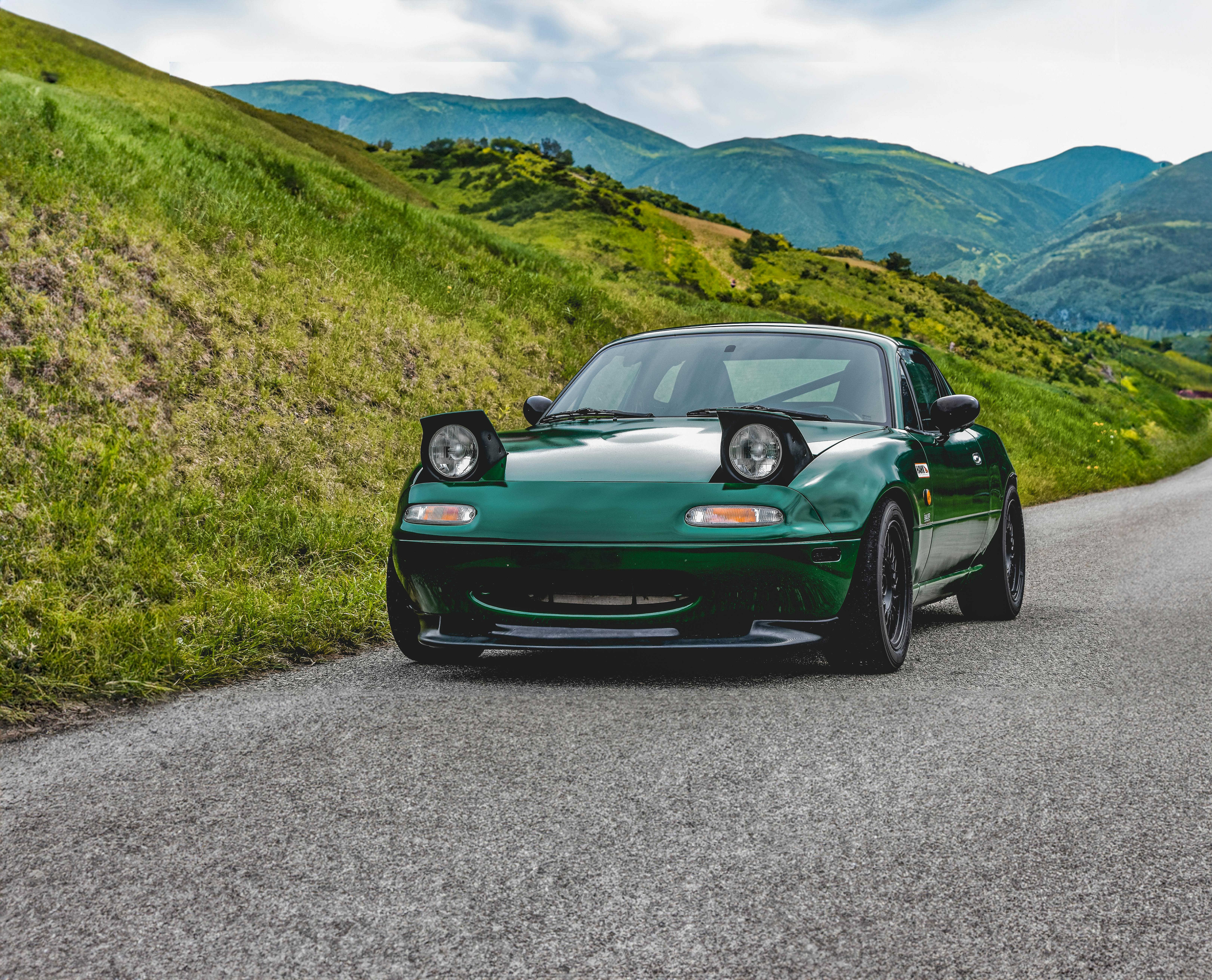 Green Mazda MX-5 on Road · Free Stock Photo