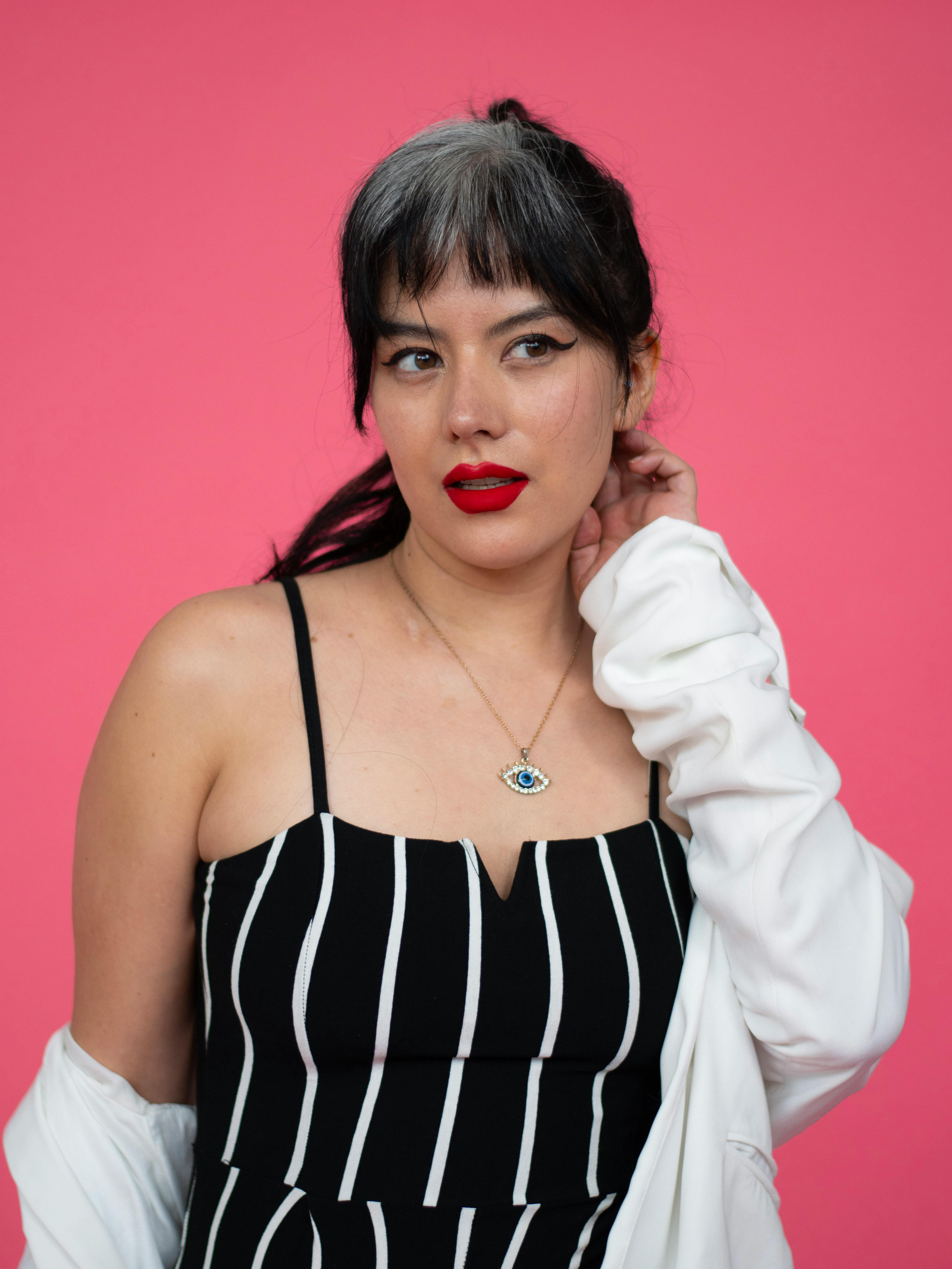 Woman Portrait on Pink Background · Free Stock Photo