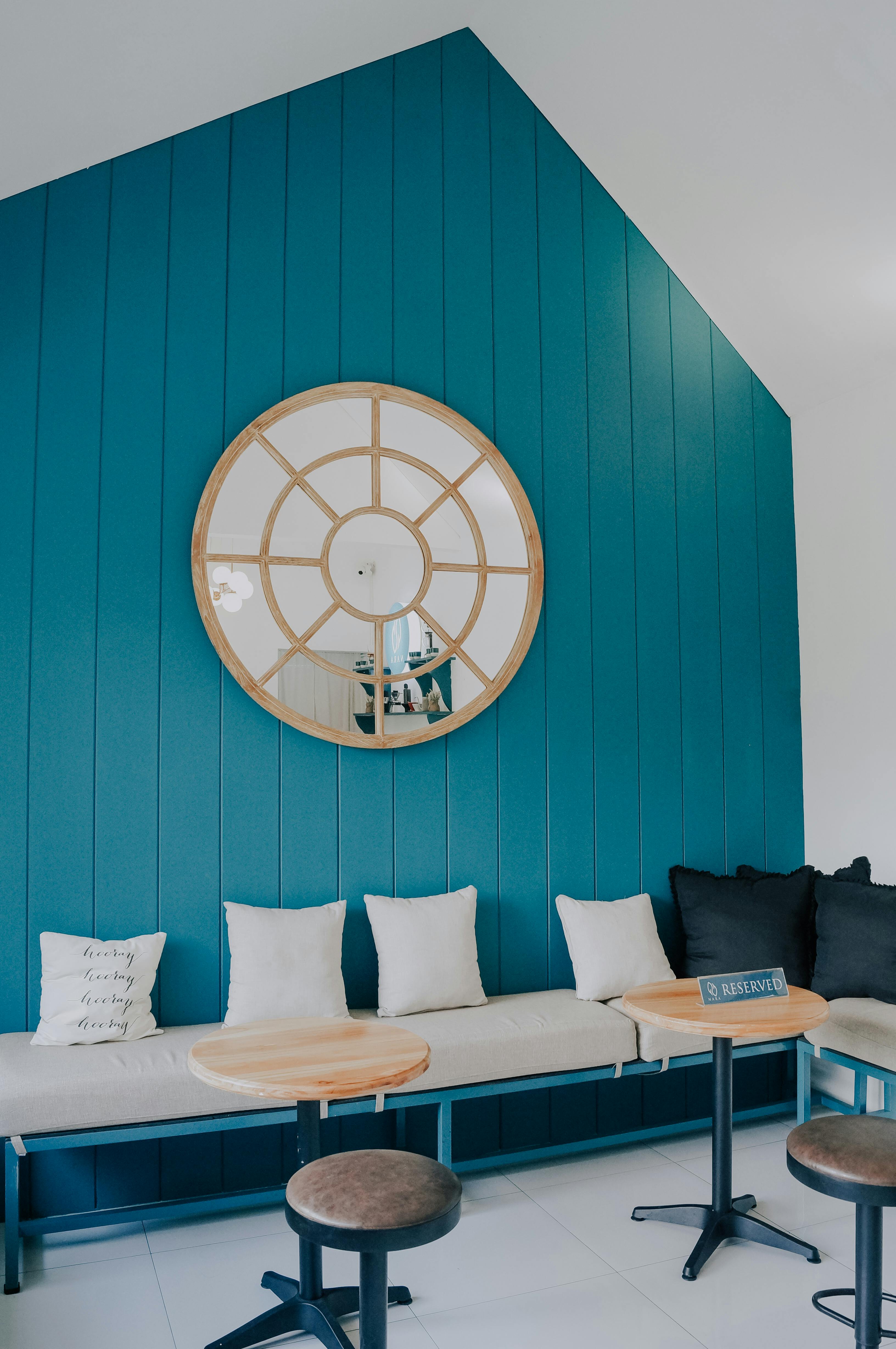 Cafe Couch and Tables in Rustic Interior Design · Free Stock Photo