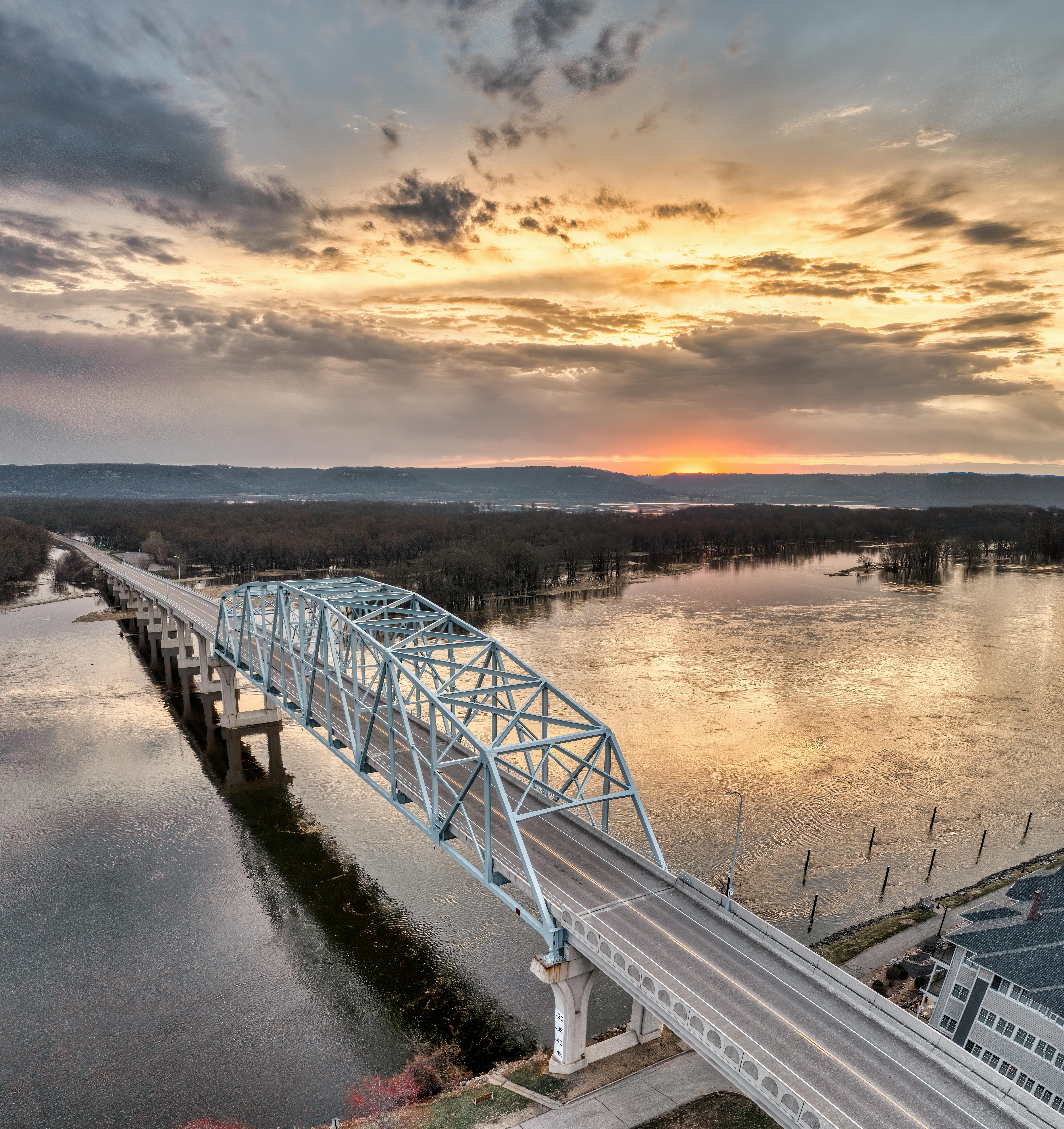 Aerial View of the Wabasha–Nelson Bridge over the Mississippi River ...