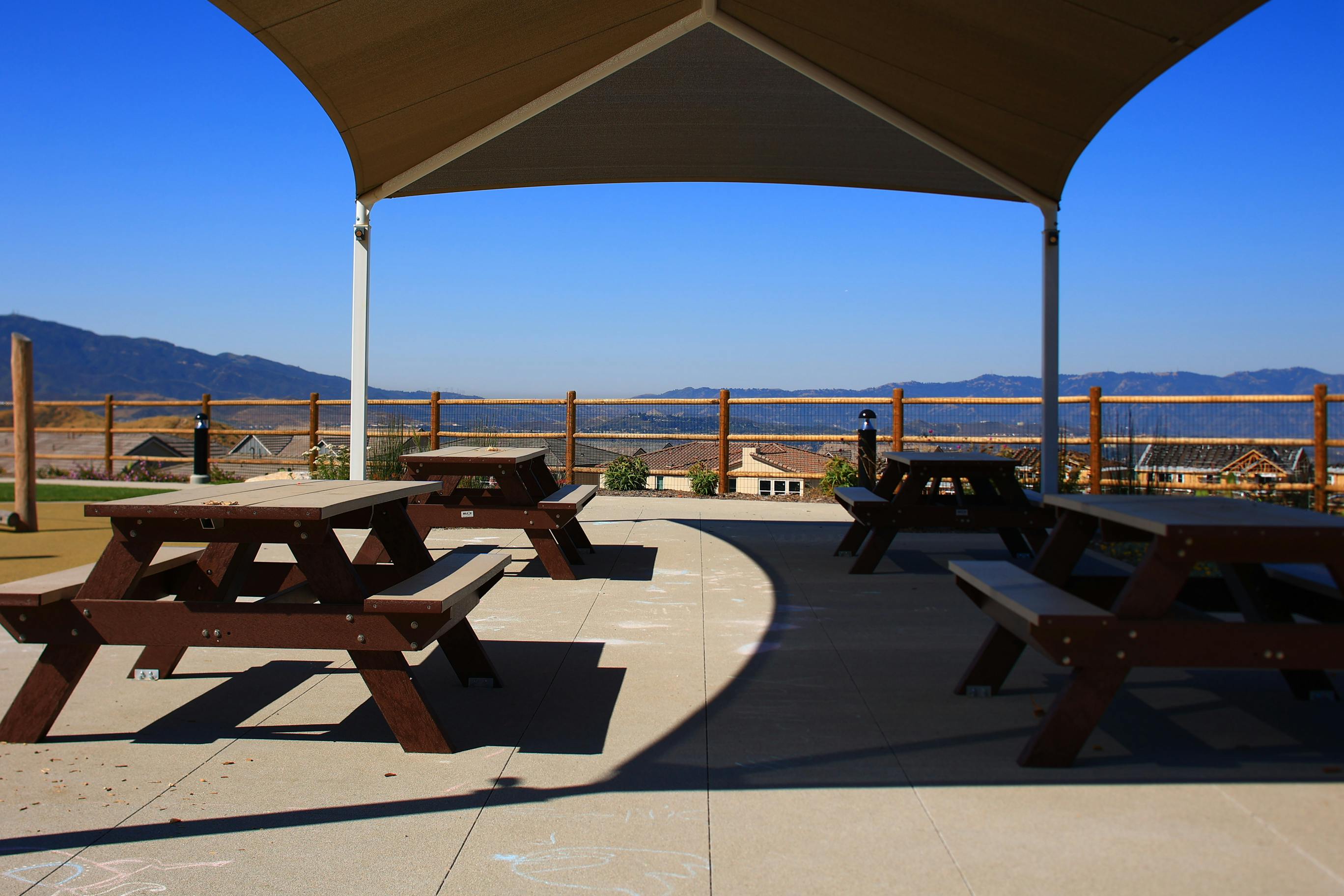 Wooden Tables with Benches on the Terrace · Free Stock Photo