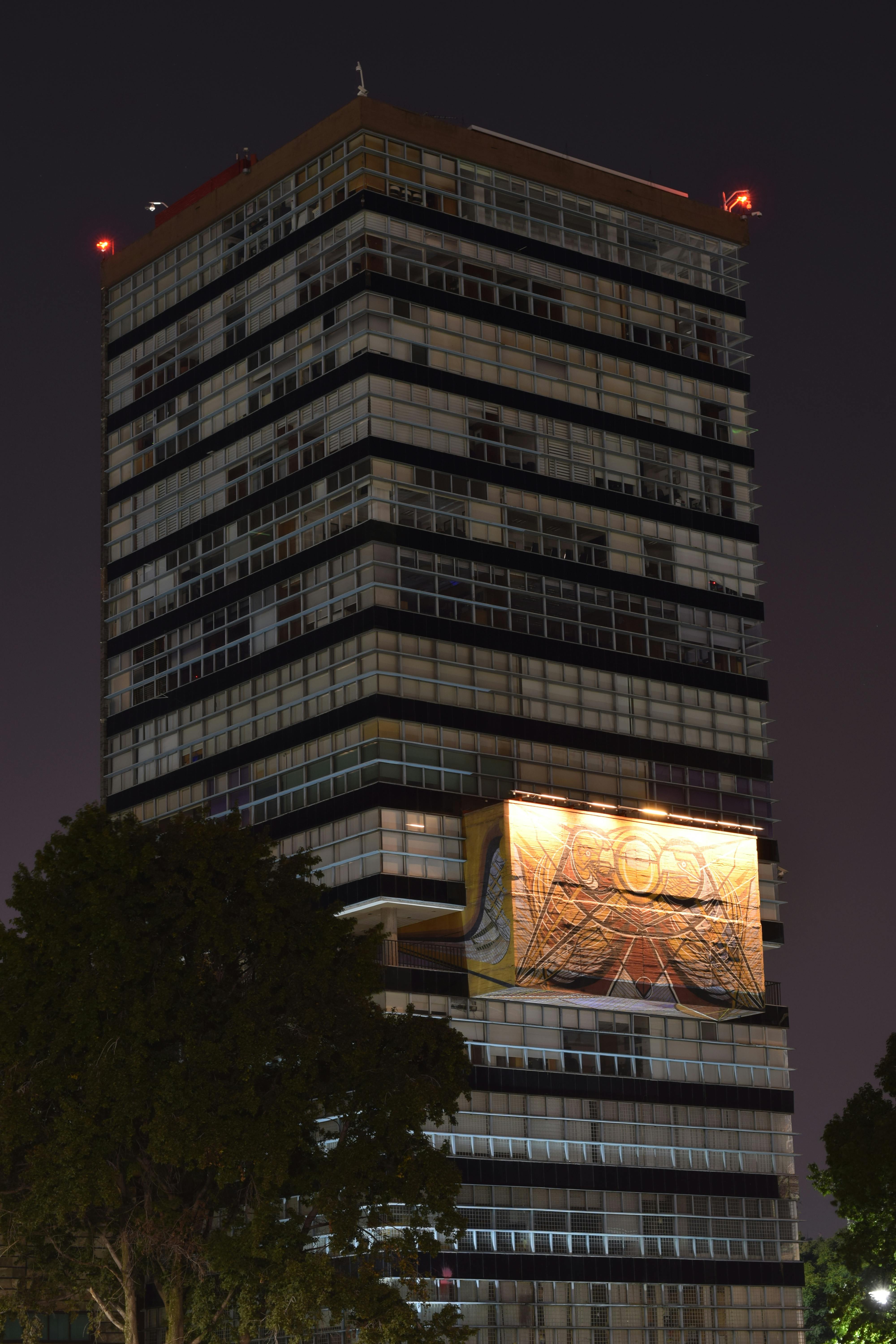 UNAM University Skyscraper at Night · Free Stock Photo