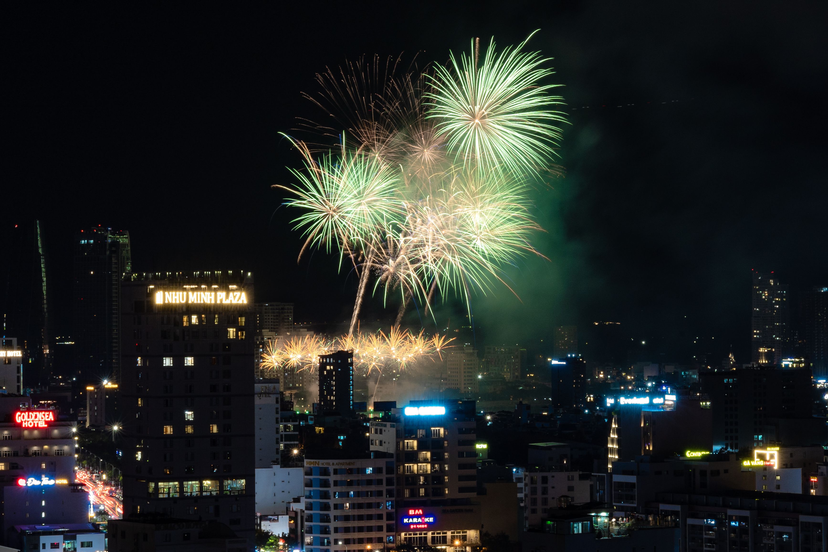 Fireworks Display Near High Rise Buildings during Nighttime · Free ...